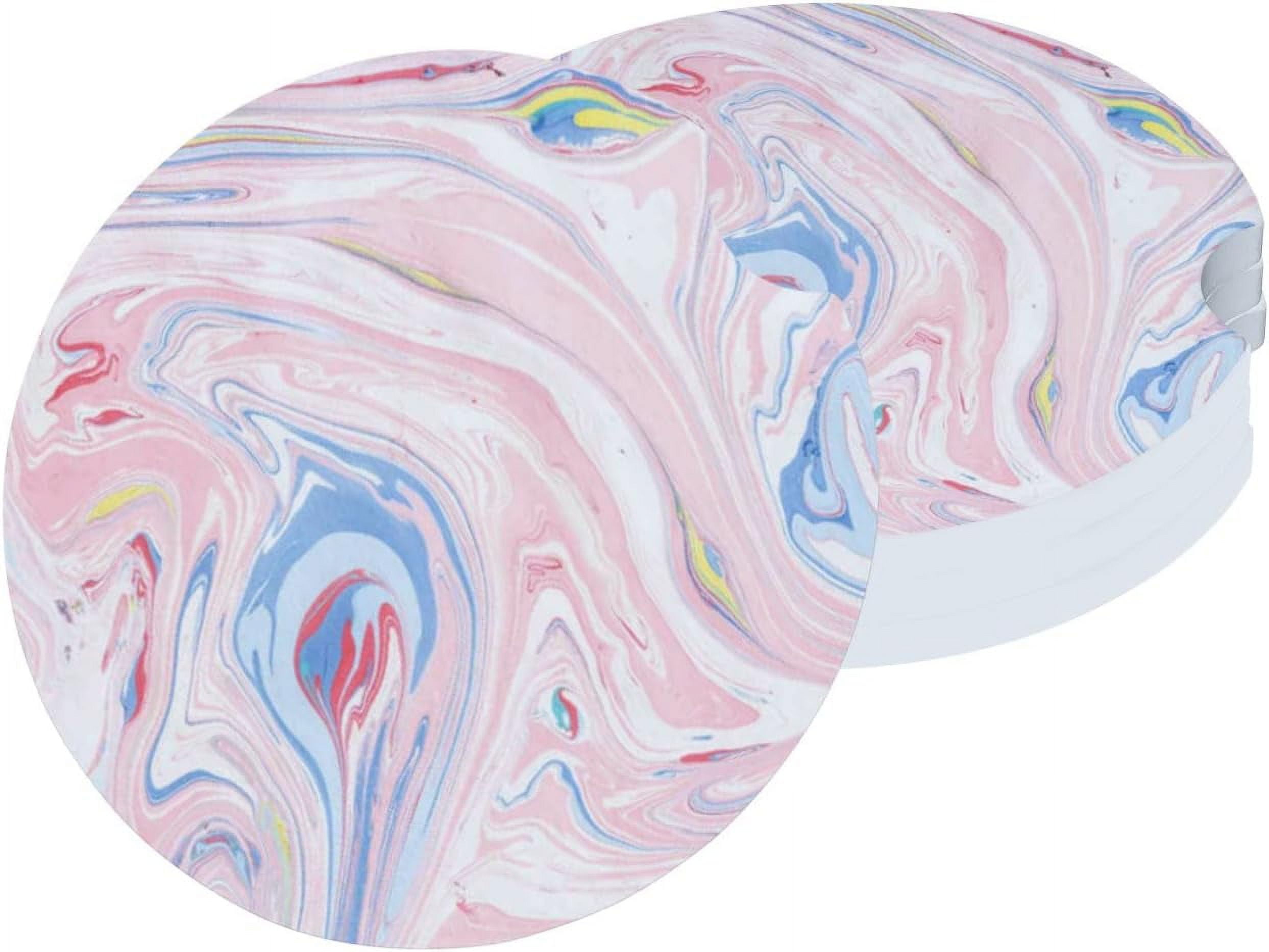 Car Coasters 2 Pack Stone Cup Holder Pastel Colors Marble Absorbent ...