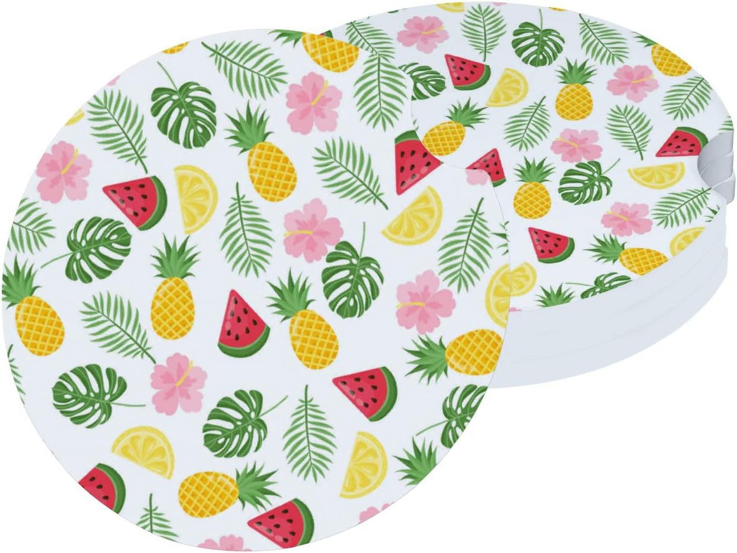 Car Coasters 2 Pack Stone Cup Holder Tropical Palm Leaves and Fruits ...