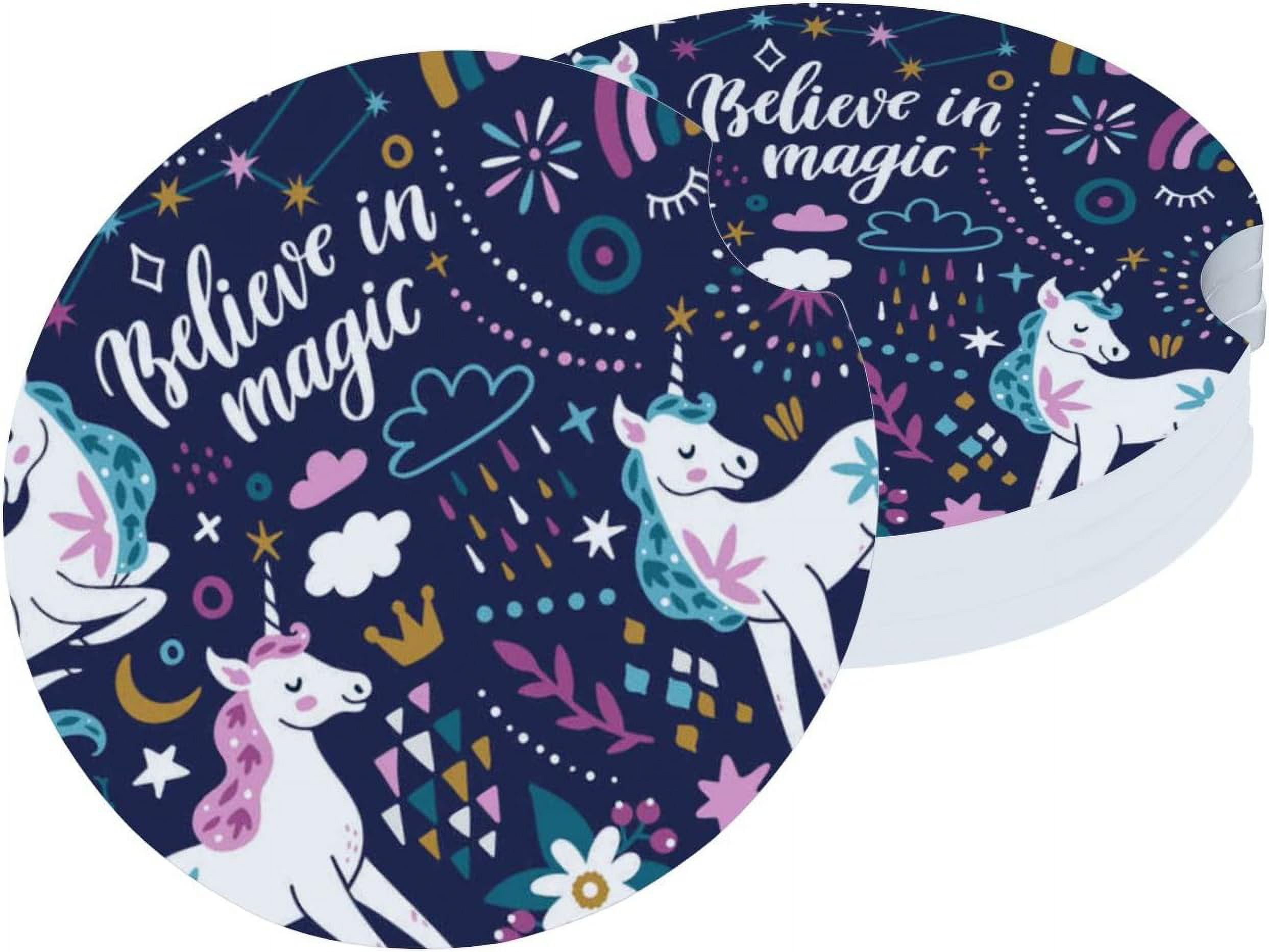 Car Coasters 2 Pack Stone Cup Holder Unicorns Rainbow Absorbent Drink ...