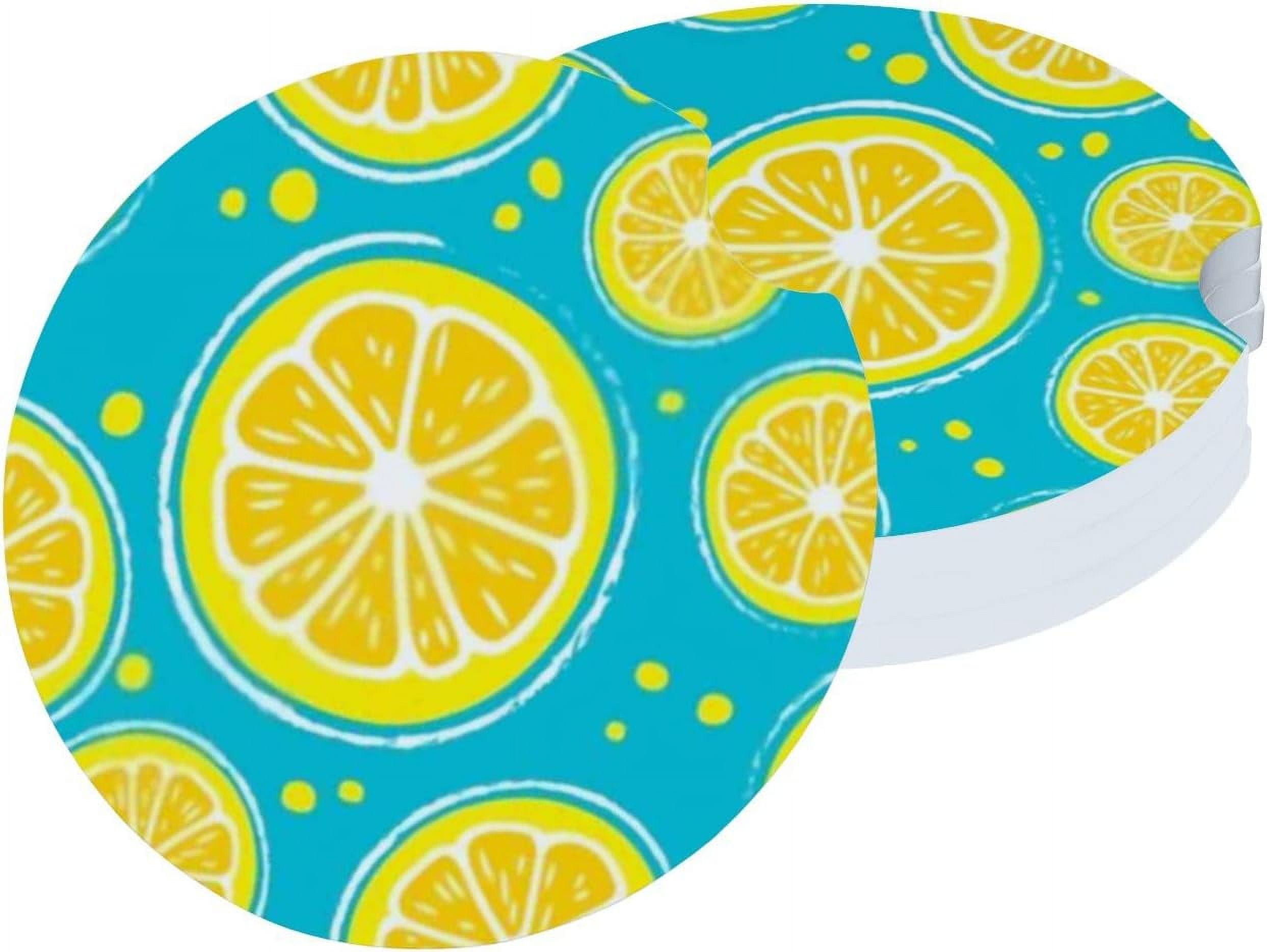 Car Coasters 4 Pack Stone Car Cup Holder Tropical Fruits Citrus Lemon ...