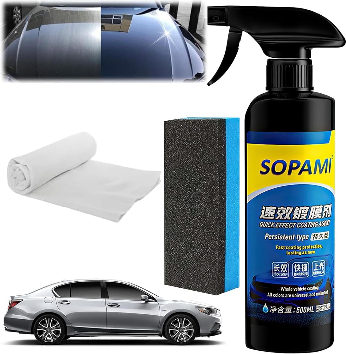Car Coating Spray Set, Quick Effect Coating Agent, Quickly Coat Car Wax ...