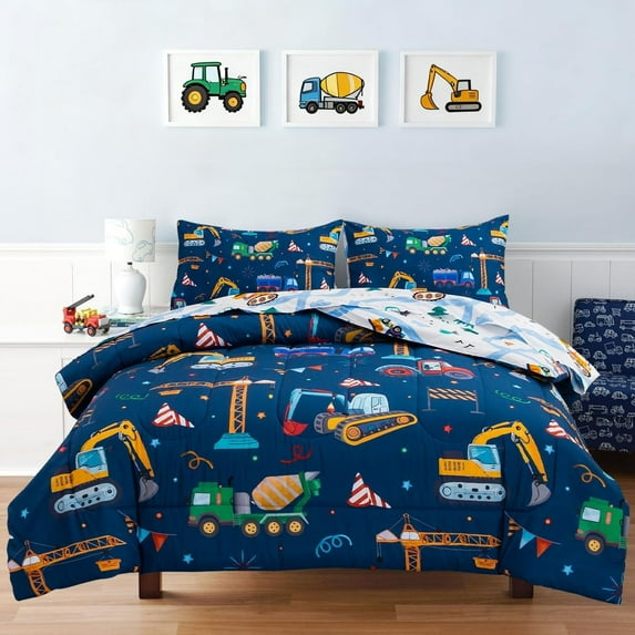 Car Comforter Set Construction Bedding Set for Boys Kids Trucks ...