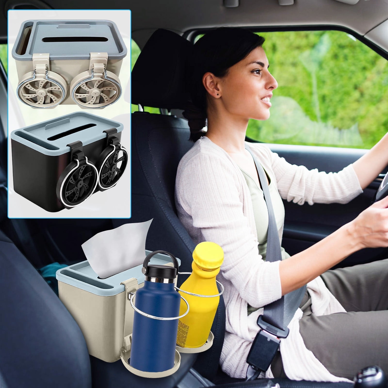 Car Console Storage Box, Side Cup Holder, Waterproof Material ...