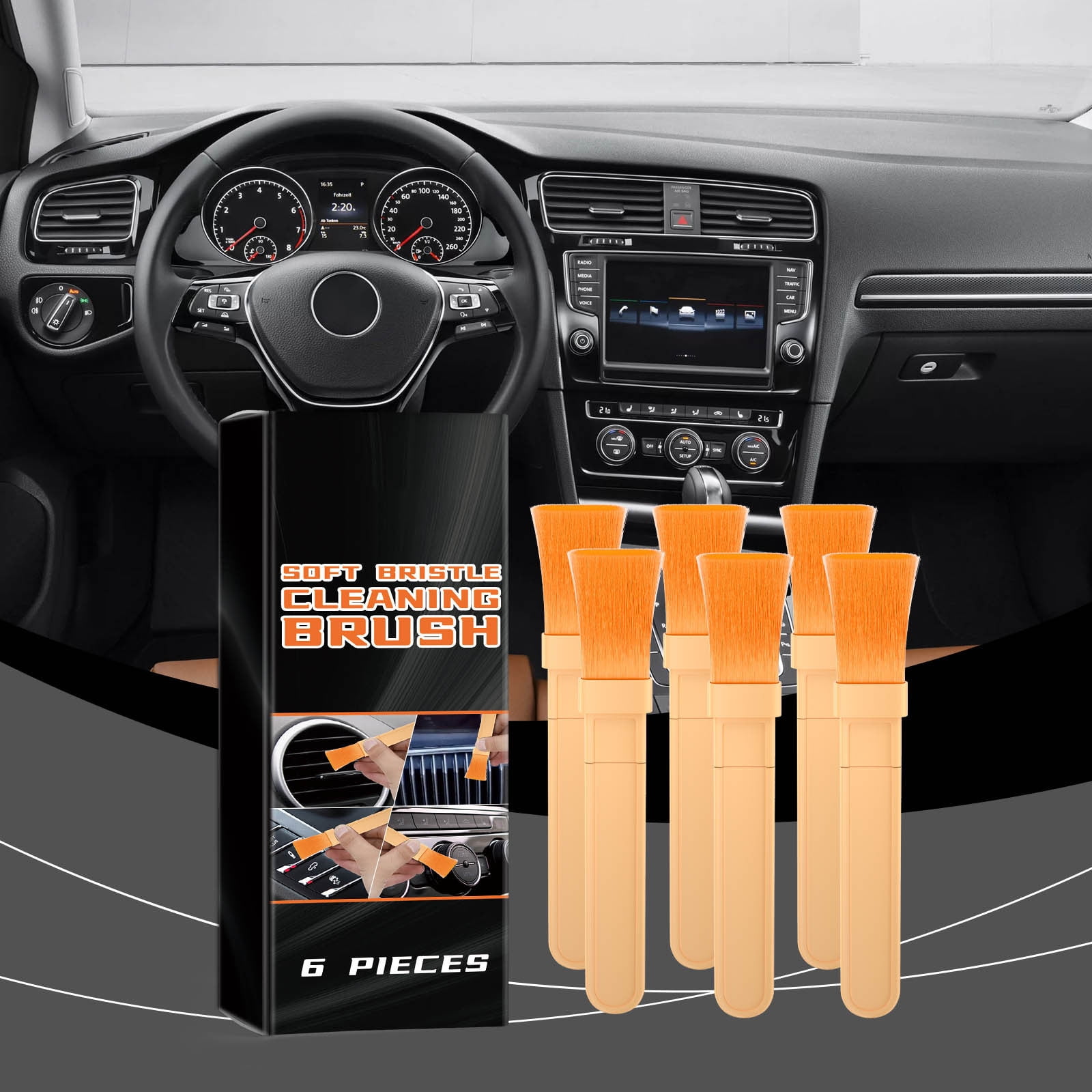 Car Console Vent Cleaning Soft Bristle Crevice Brush, Center Seat Vents ...