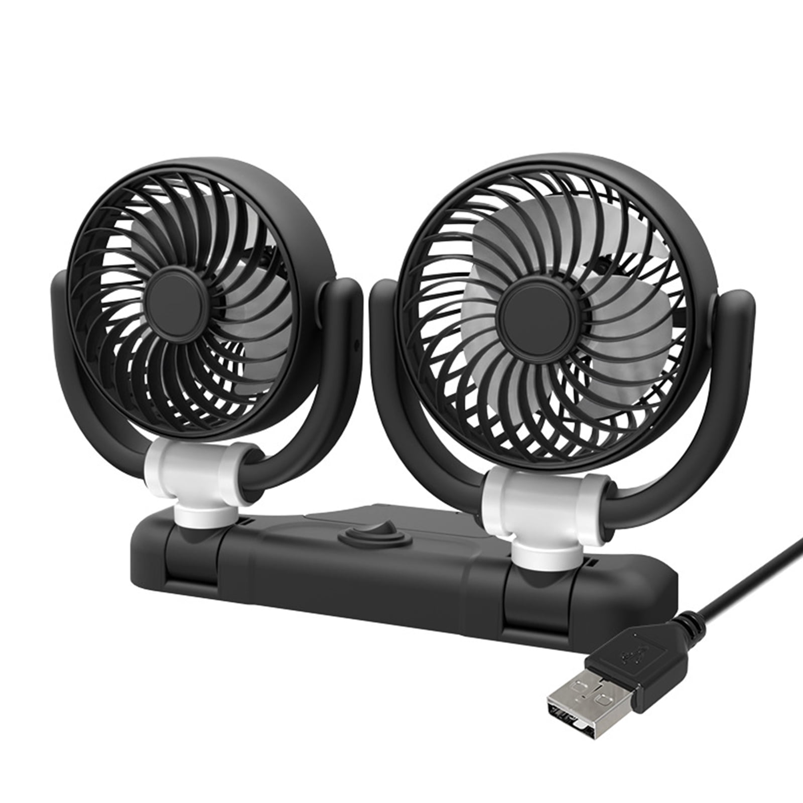 Car Cooling Fan 360 Adjustable Two Head Car Fan 5V/12V/24V Brushed ...