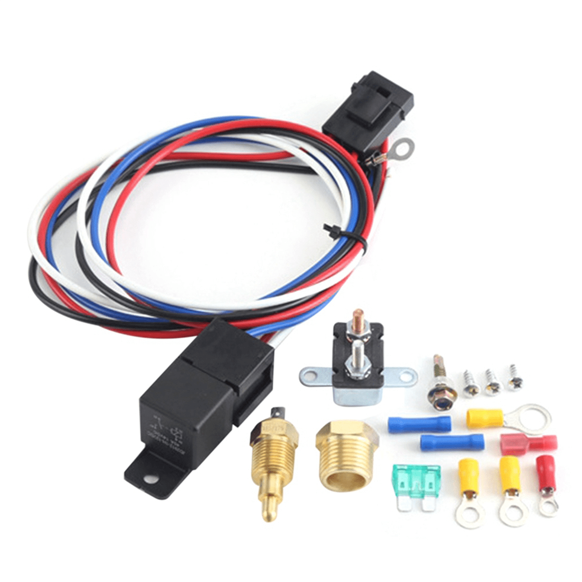 Car Cooling Fan Thermostat Switch Car Fan Sensor Relay Harness Kit 12v ...