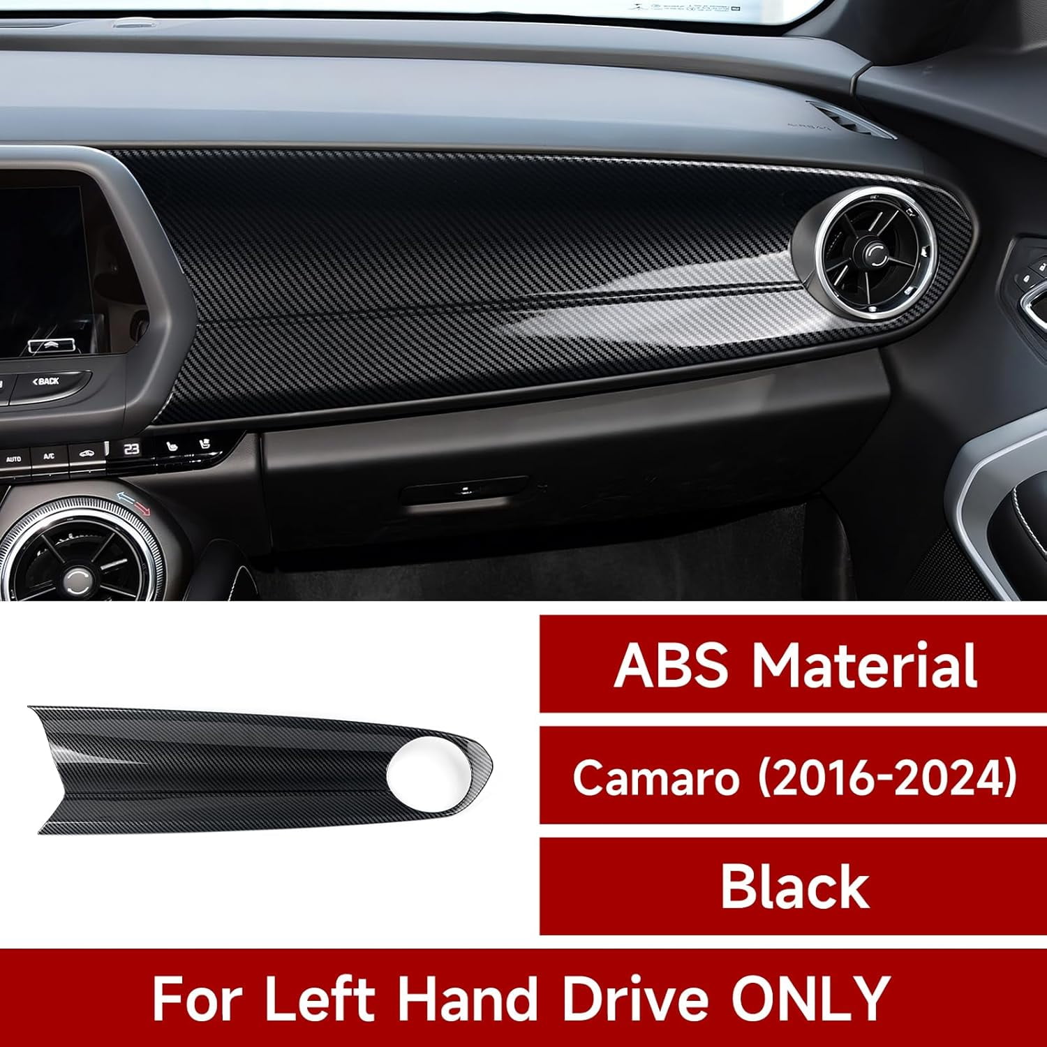 Car Copilot Center Control Panel Sticker ABS Carbon Fiber Decal ...