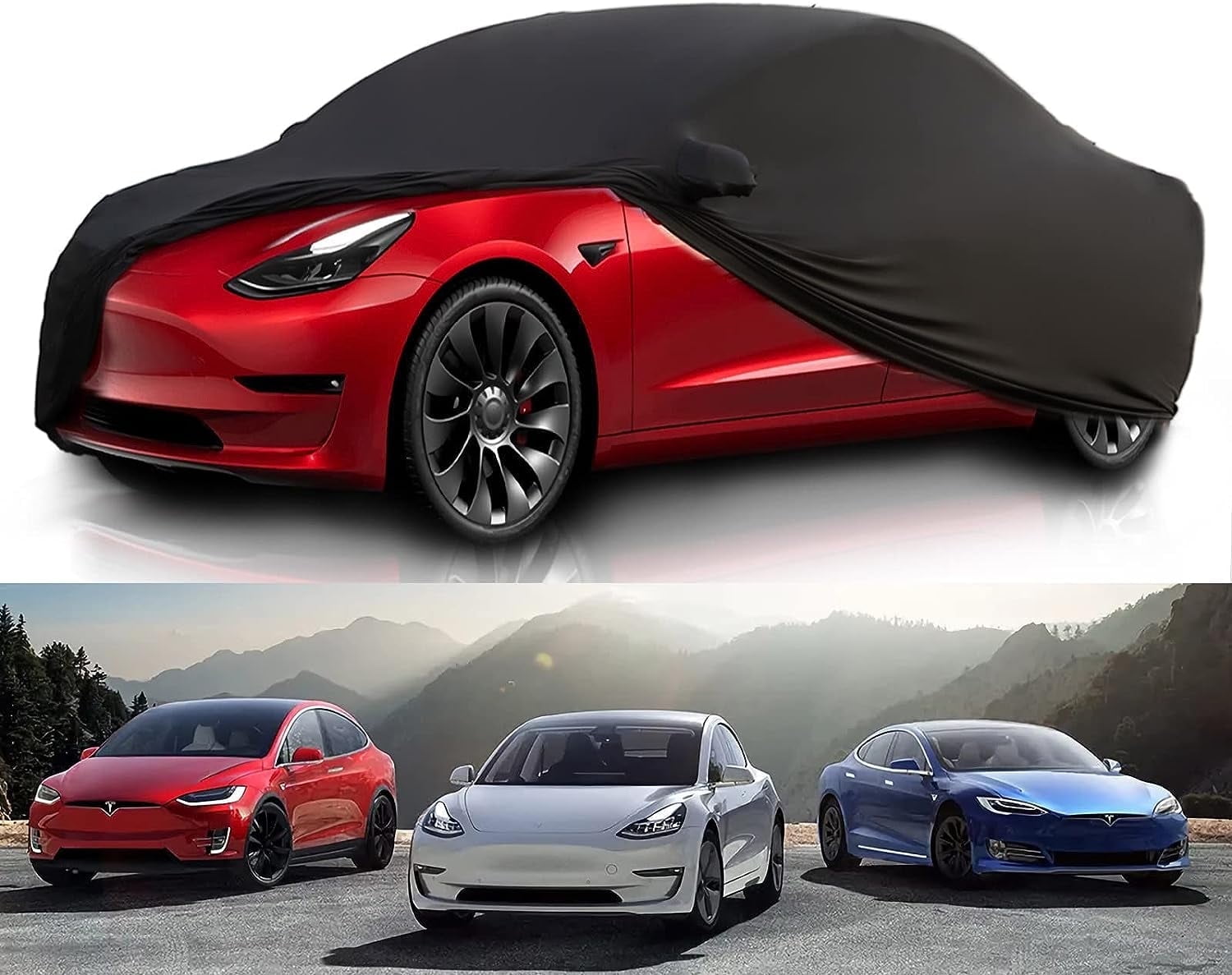 AUTOXBERT Car Cover Outdoor Indoor for Tesla Model Y 3 Sun UV Snow Dust Proof Resistant Protection Breathable