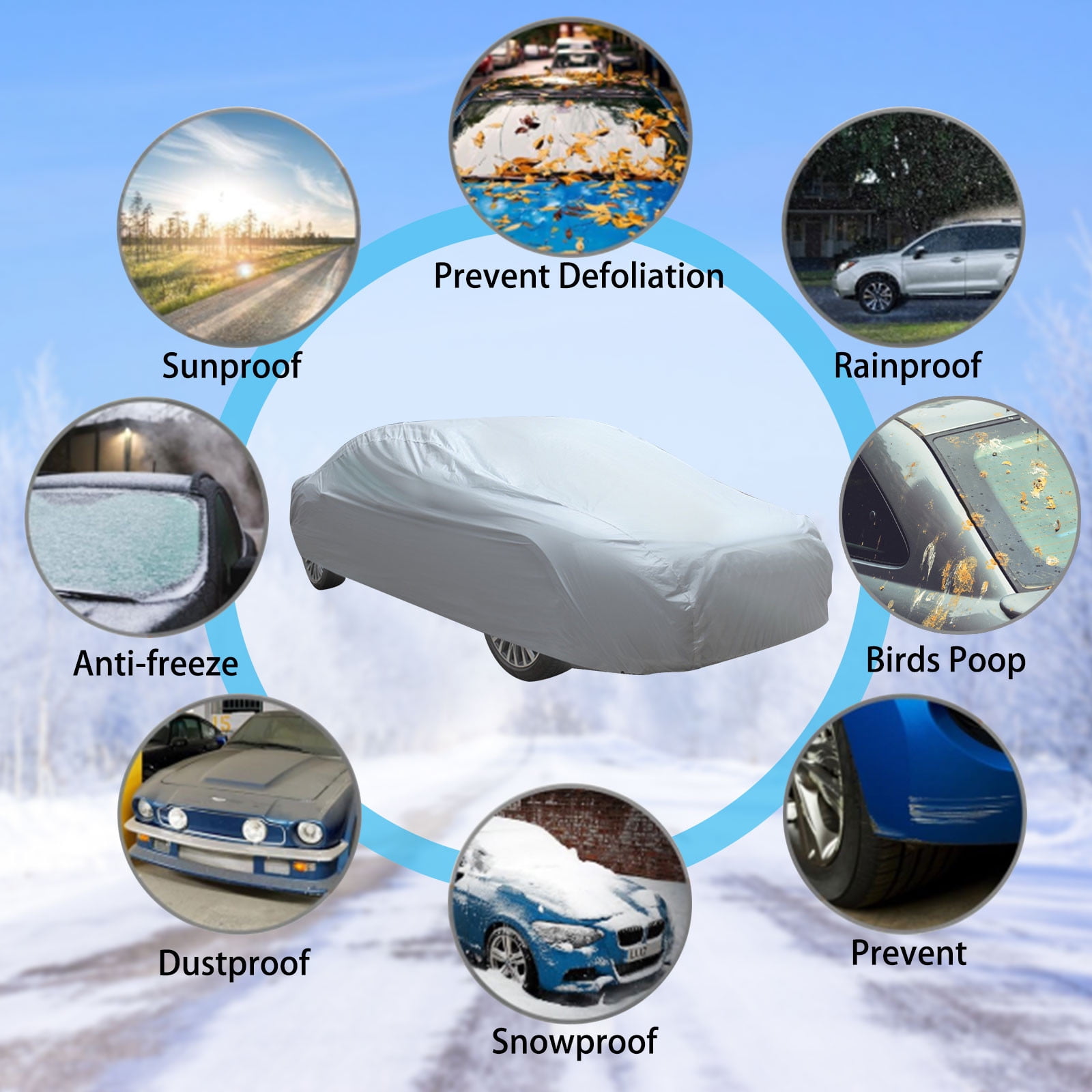 Car Cover Universal Sun Protection | Waterproof Windshield Sunshade ...