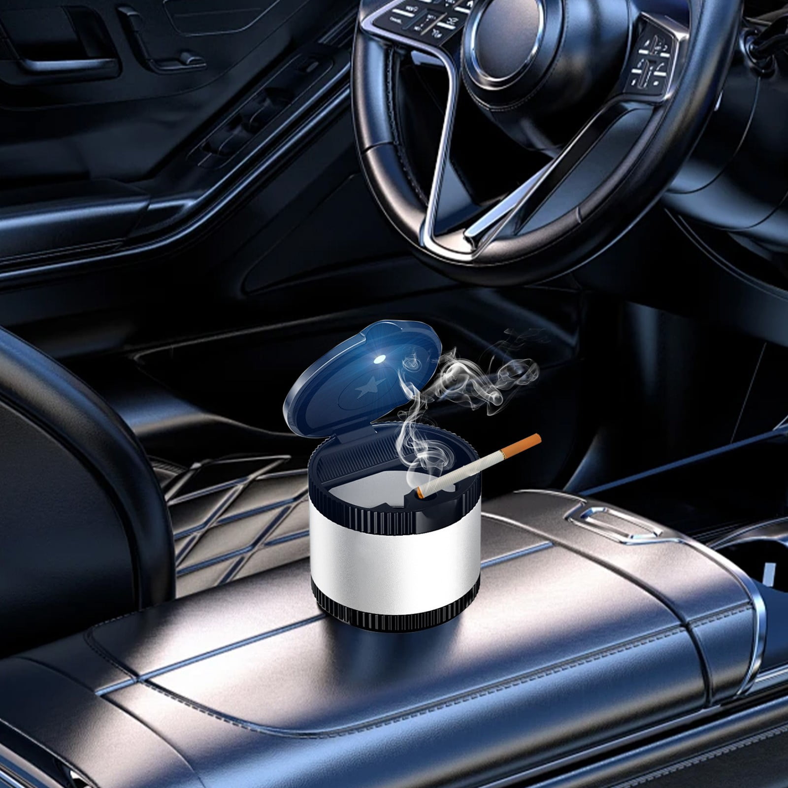 Car Cup Ashtray, LED Lighted Design, Secure Clip Mount, Universal ...