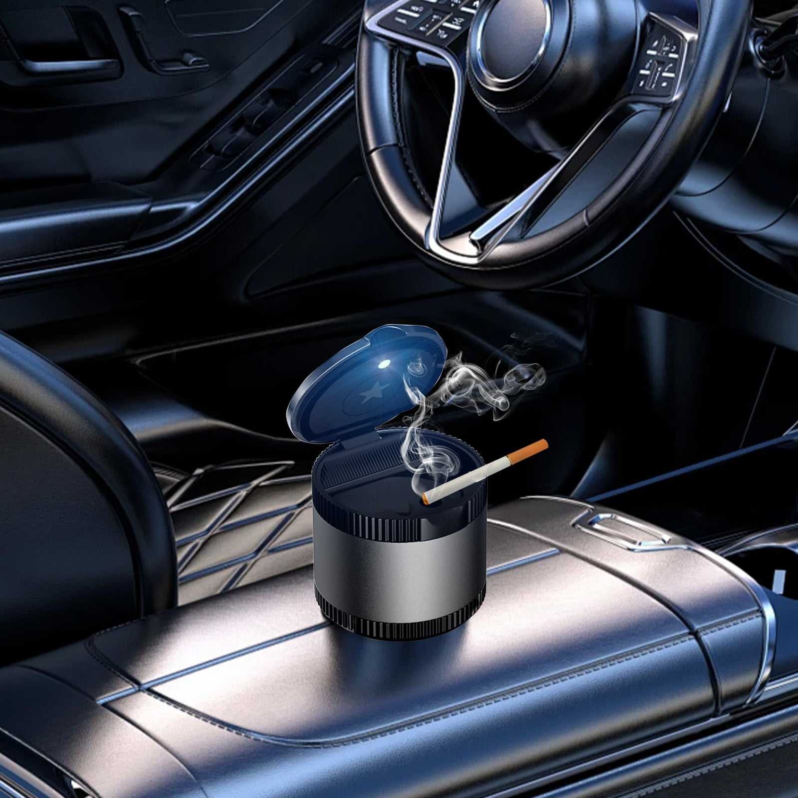 Car Cup Ashtray, LED Lighted Design, Secure Clip Mount, Universal Vehicle Compatibility, For ...