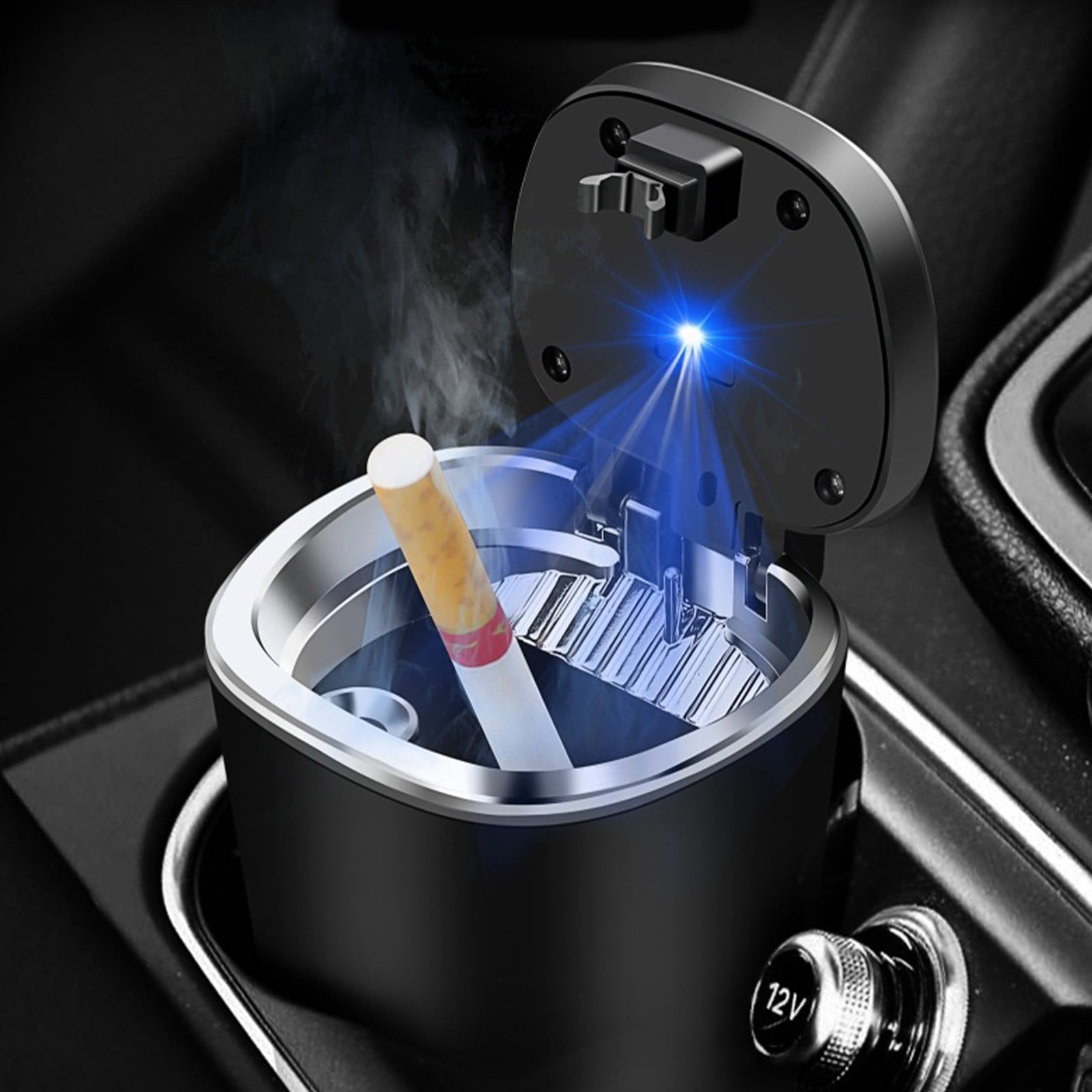 Car Cup Ashtray, LED Lighted Design, Secure Clip Mount, Universal ...