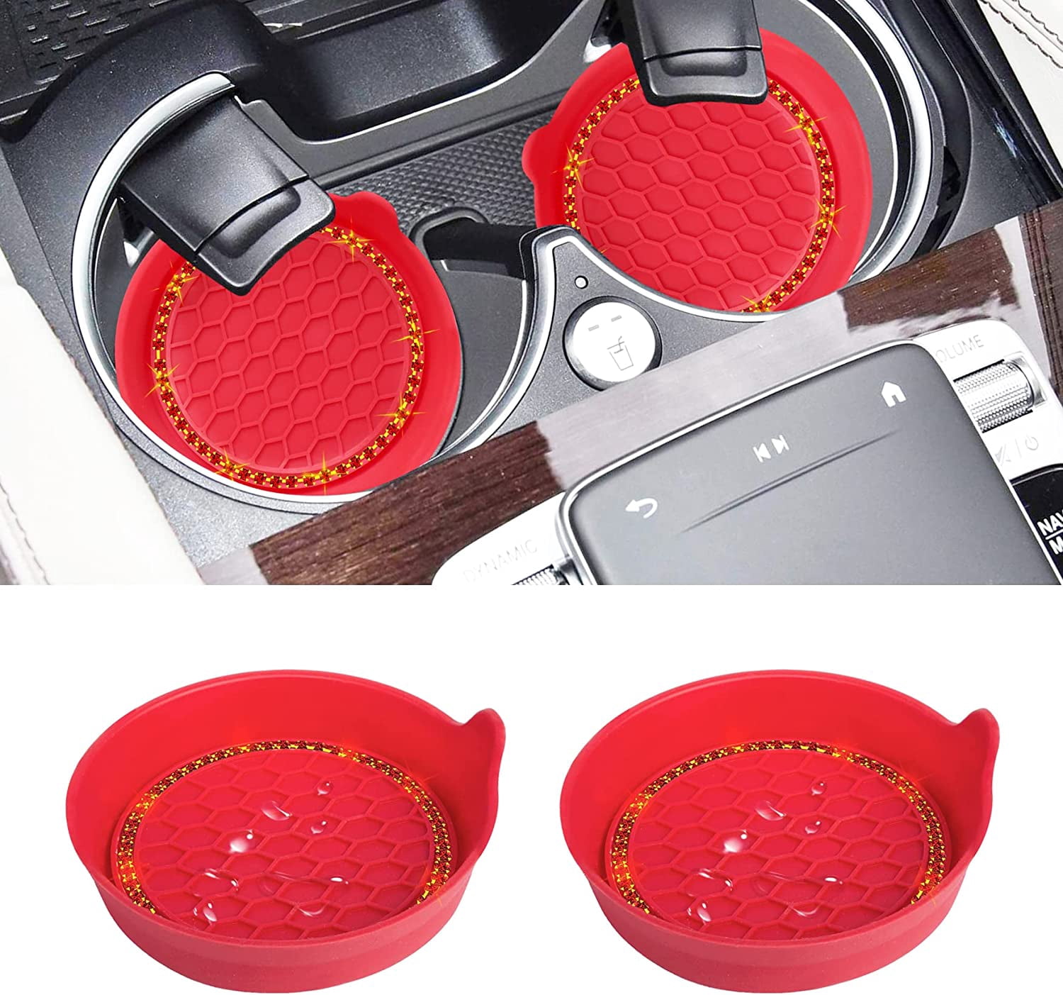 Car Cup Coaster Universal Non-Slip Cup Holders Bling Crystal Rhinestone ...