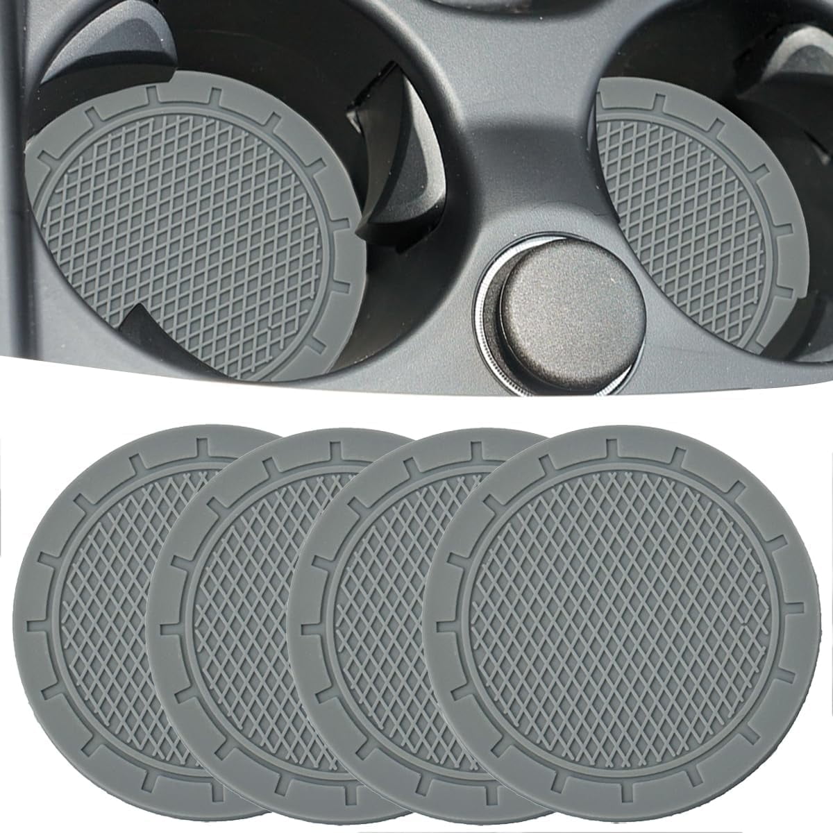 Car Cup Holder Coaster, 4 Pack 2.75 Inch Diameter PVC Non-Slip ...