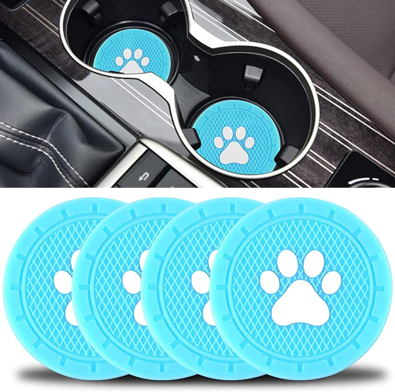 Car Cup Holder Coaster, 4PCS PVC Paw Car Coaster, Universal Auto Anti ...