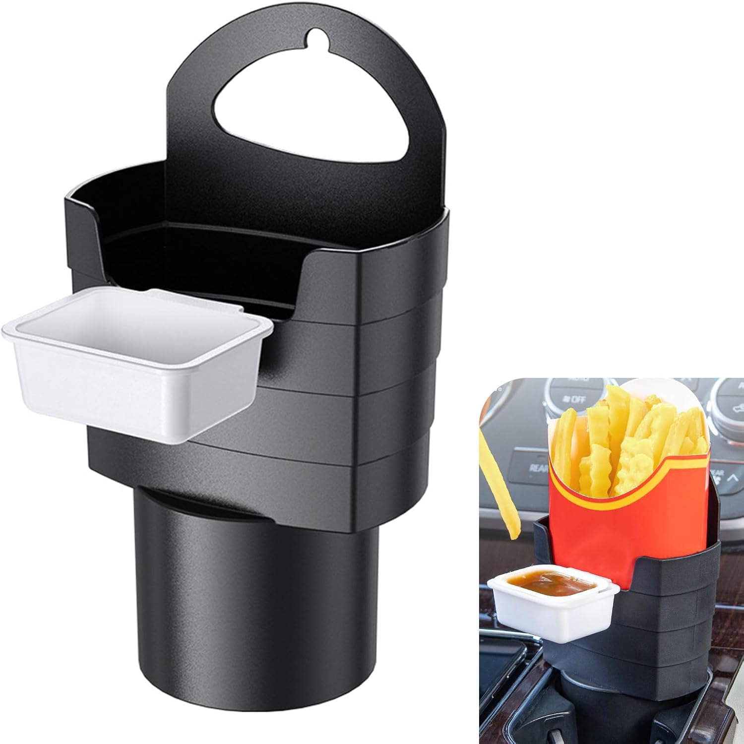 Car Cup Holder Organizer -3-In-1 French Frying Pan Holder, Sauce Holder ...
