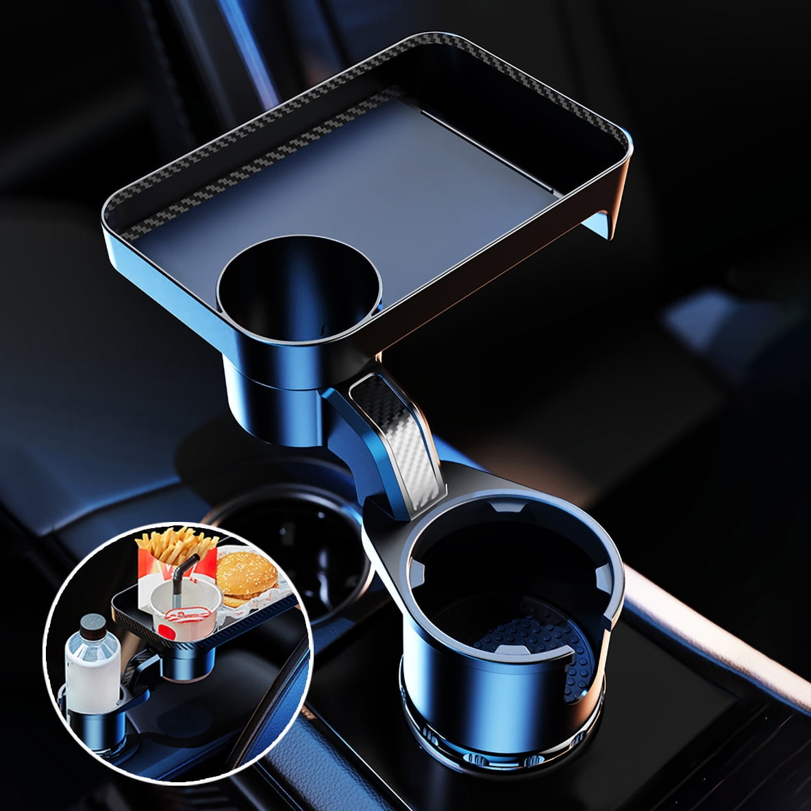 Car Cup Holder Tray Cup Holder Expander with 360°Rotation Tray, Cup ...