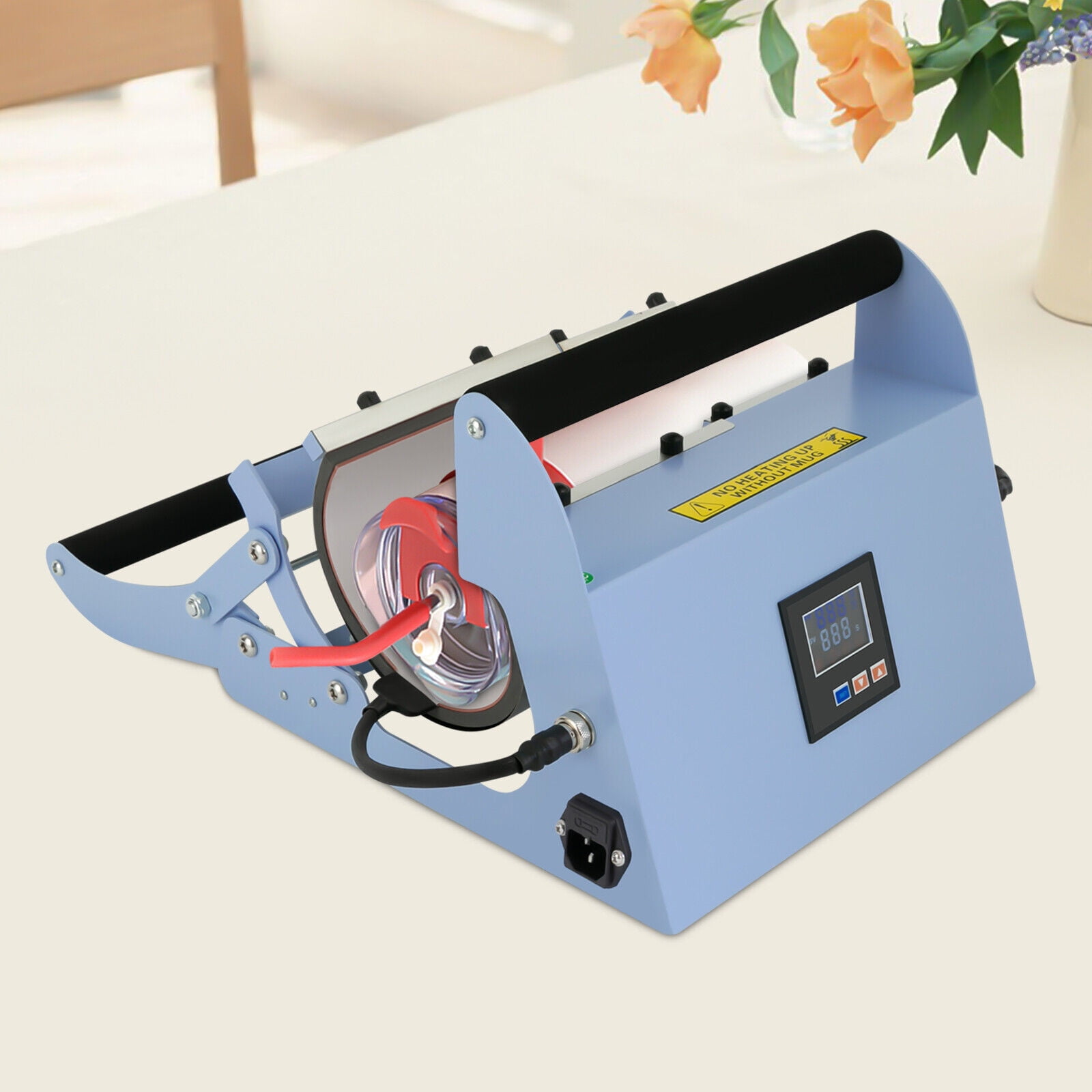 Car Cup Mug Press Heat Machine, Light Blue Tumbler Heat Press, Tumbler ...