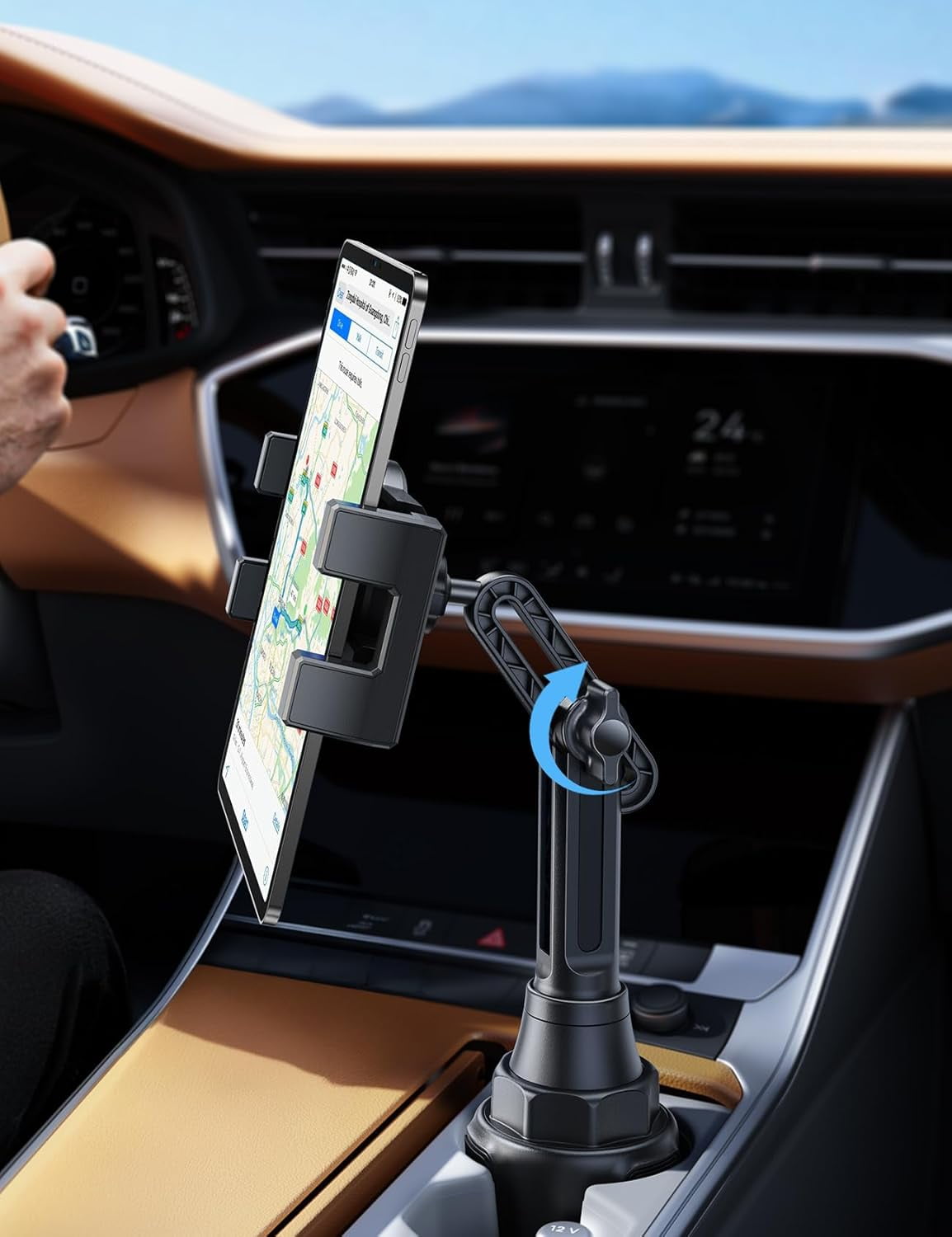 Car Cup Tablet Holder - [15" Height Adjustable][ Fast Setup] Cup Holder ...