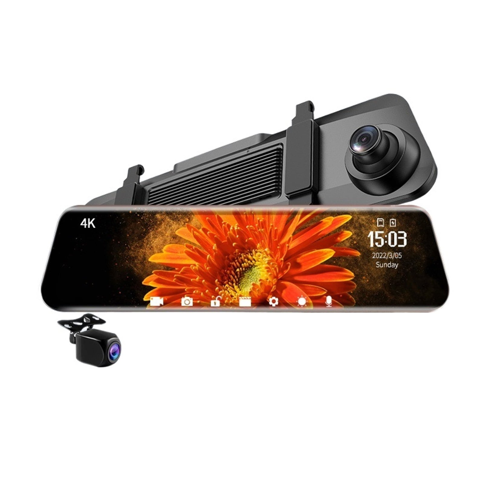 Car DVR 12 Inch 4K+2K GPS Dash Cam Rearview Mirror DVR G-Sensor Rear ...