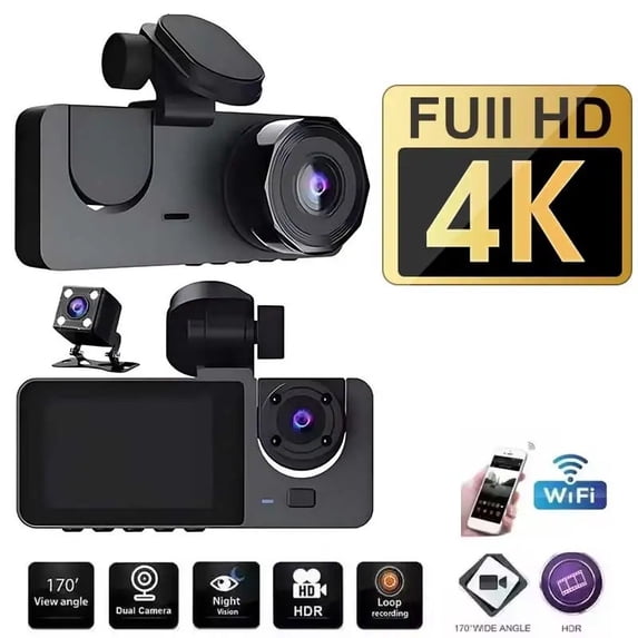 Car DVR 3Channel Dash Cam WIFI APP Dashcam Front and Rear View Camera ...