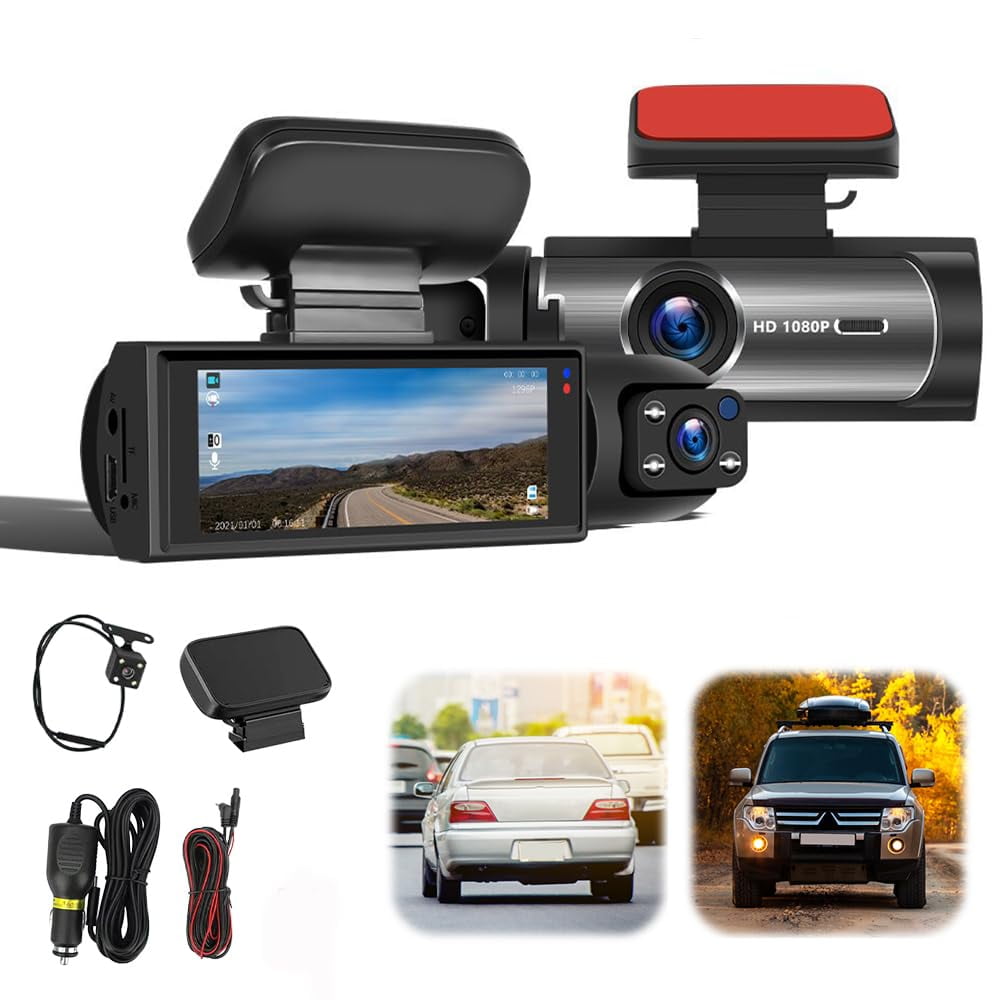Car Dash Cam, 2025 New Front and Rear Dash Camera, Dual Car Dash Mount ...