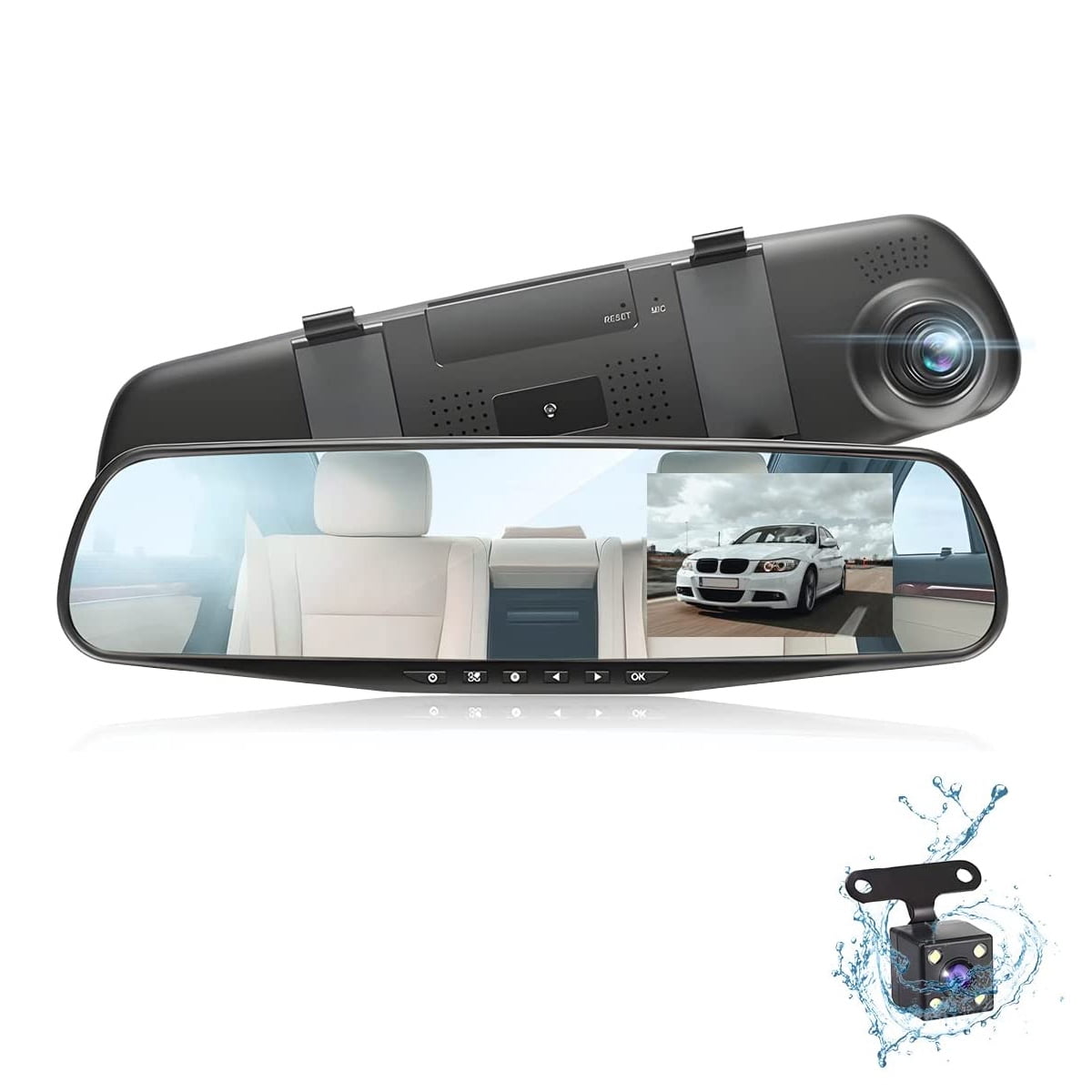 "HD 1080P Smart Car Dash Cam, Rear & Front View, 4.3"" Screen, G-Sensor ...