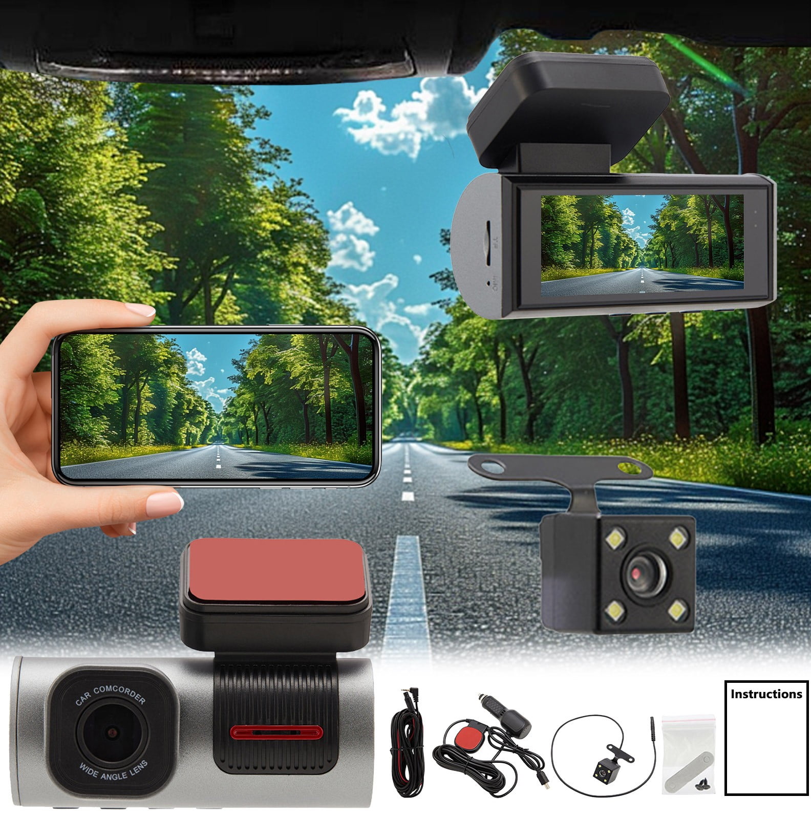 Car Dash Cam - Dash Cam Wireless - 3.16-Inch Two-Lens Wifi Mobile Speed ...