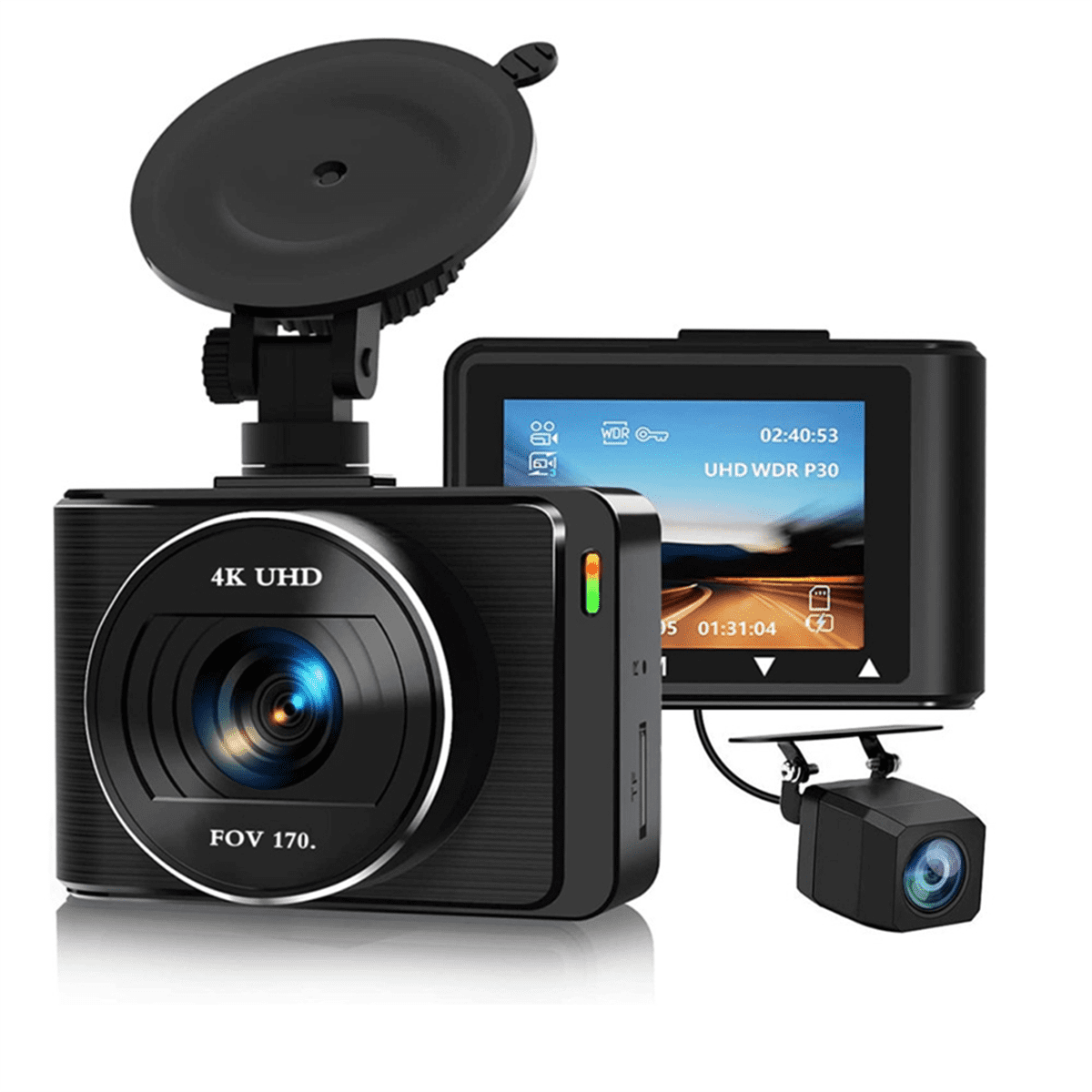 Car Dash Camera, 4K 1080p Cam Front Rear WiFi Recorder Camera for Cars ...