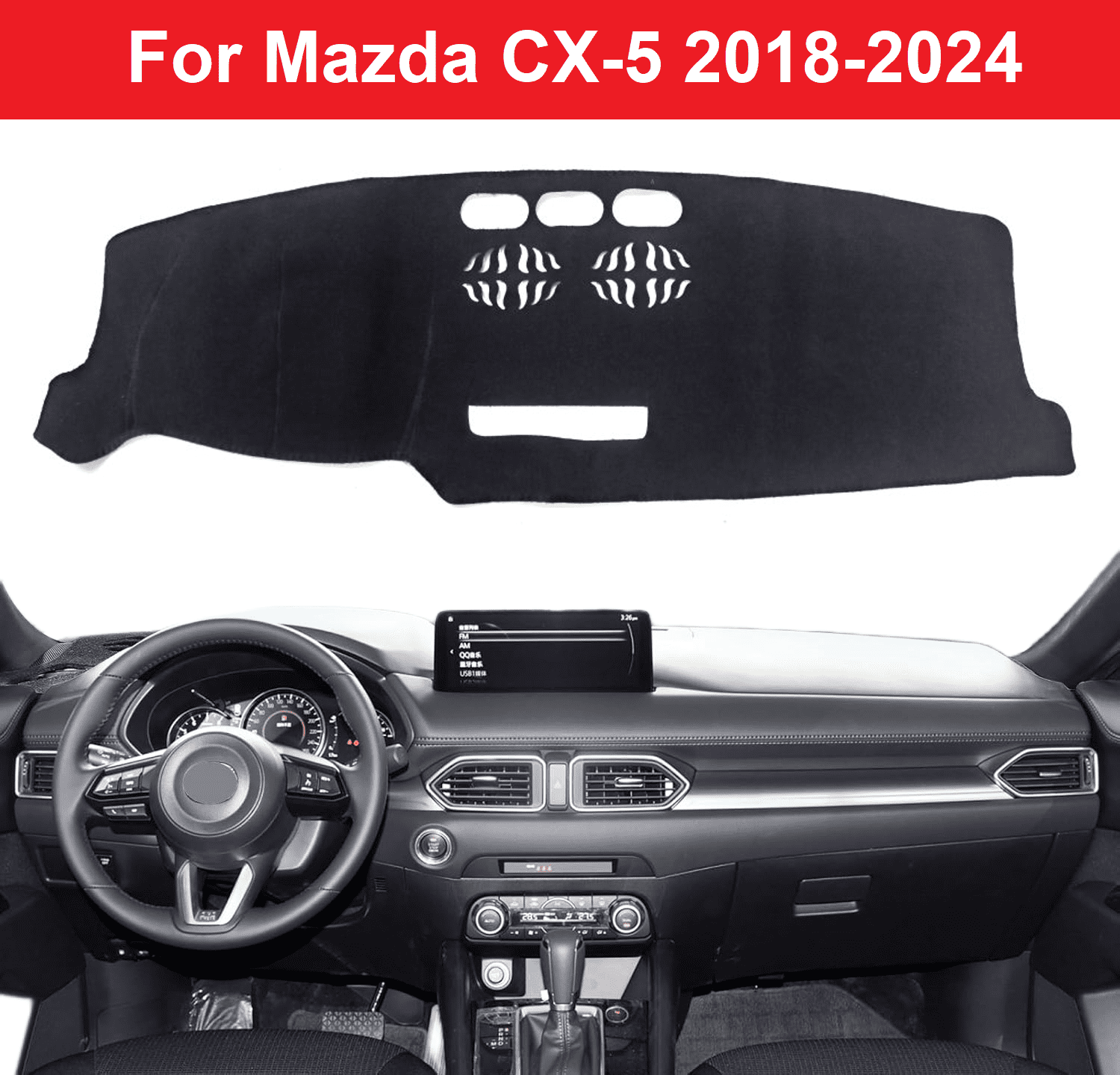 Car Dash Cover for Mazda CX-5 2018-2024, Non-slip Rubber Backing ...