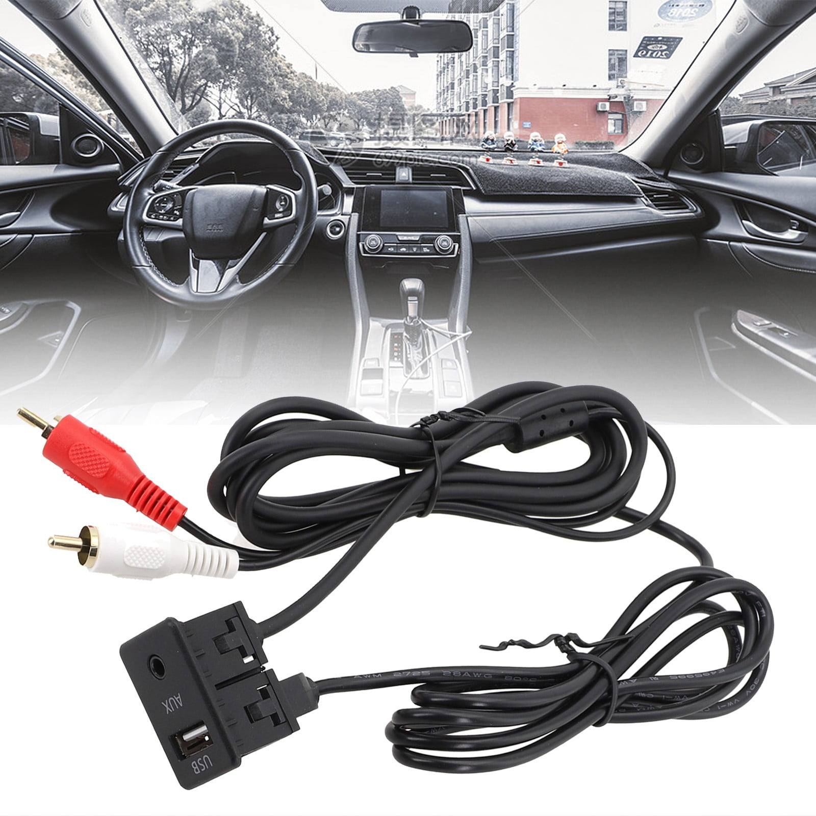 Car Dash Flush Mount 4 Pin USB+3.5mm AUX Switch Panel Interface Cable ...