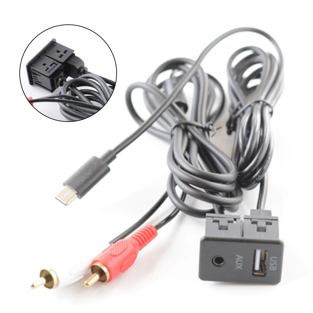 Car Dash Mount USB AUX Port Panel Interface Extension Cable Adapter 145cm for Automotive ...