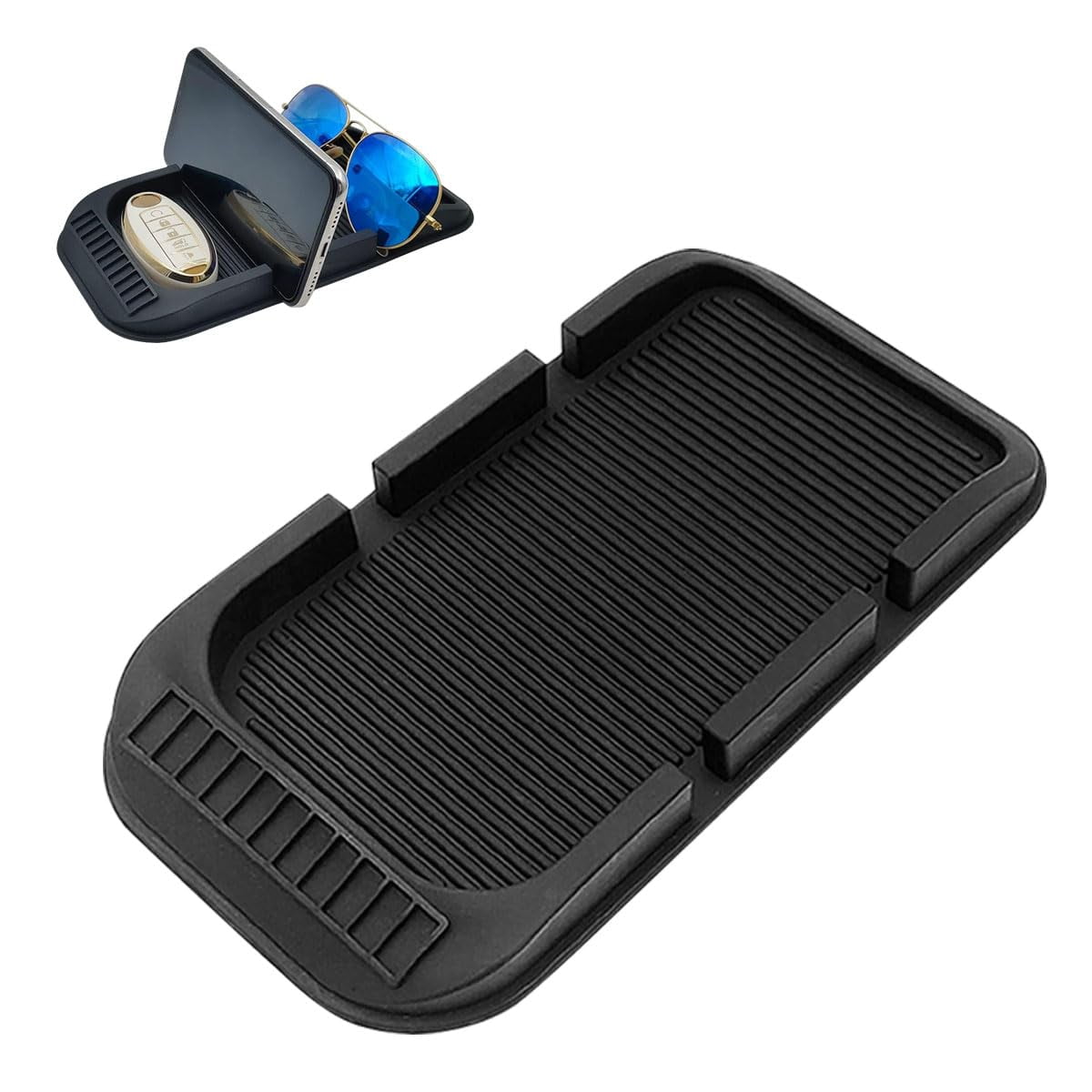 Car Dashboard Anti-Slip Mat Cell Phone Holder, Double-Groove Sticky ...