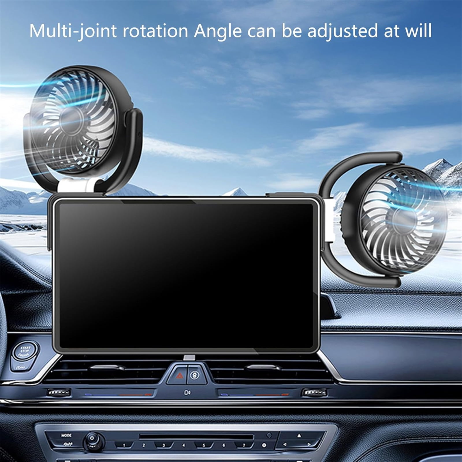 Car Dashboard Clip-On Fan with 360° Rotation, Portable USB-Powered Mini ...