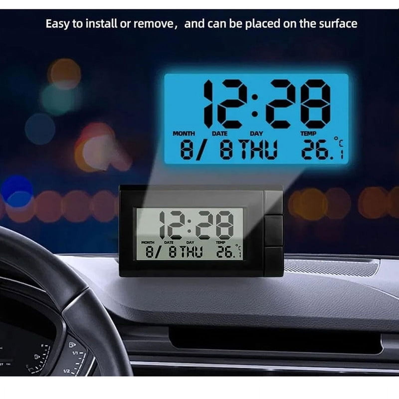 Car Dashboard Digital Clock, Automobile Calendar Luminous Clock, Mini ...