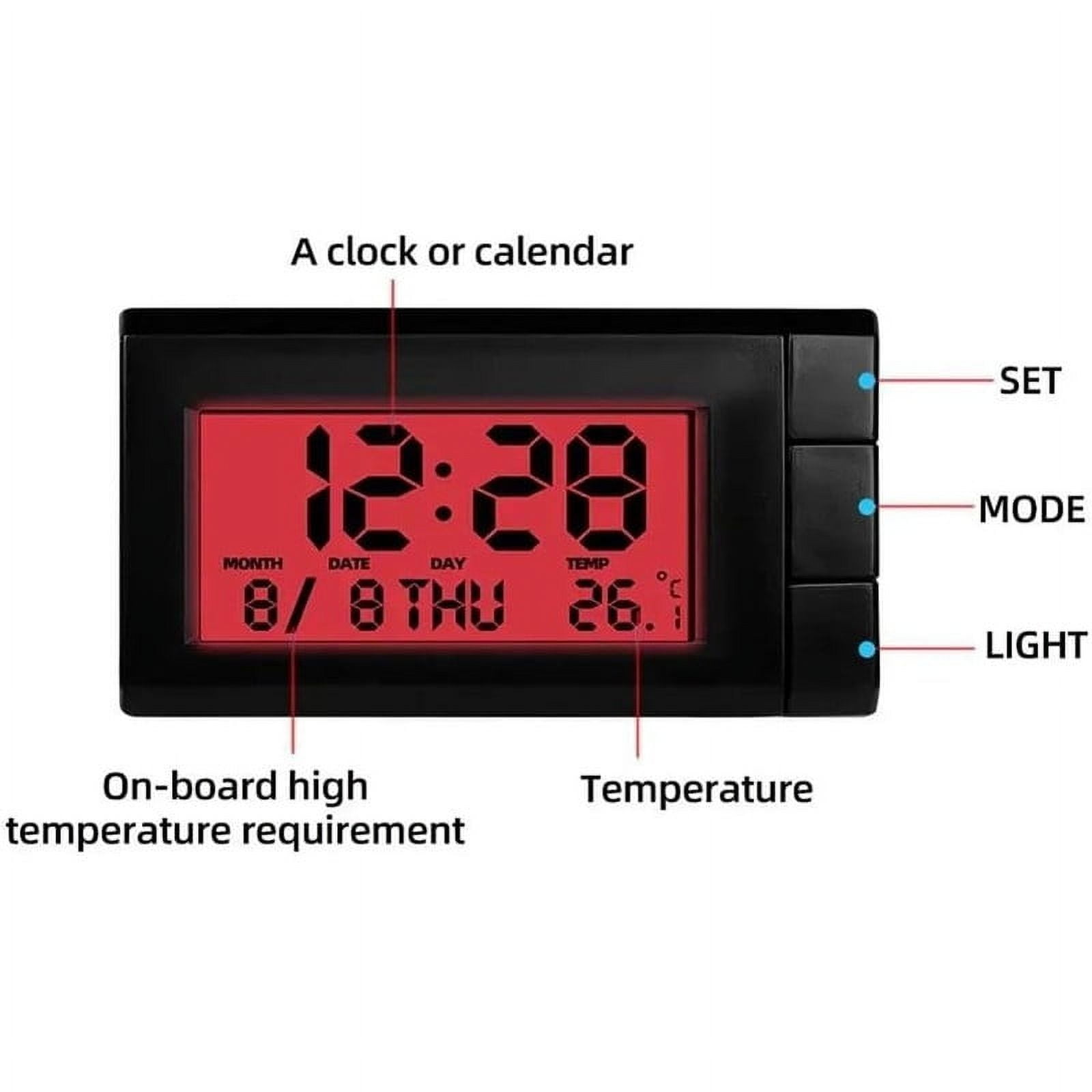Car Dashboard Digital Clock, Automobile Calendar Luminous Clock, Mini ...