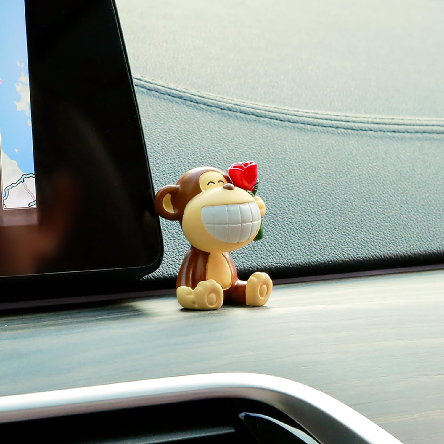 Car Dashboard Mini Figurine, Resin Monkey and Rose Car Interior Decorations Desk knickknacks ...