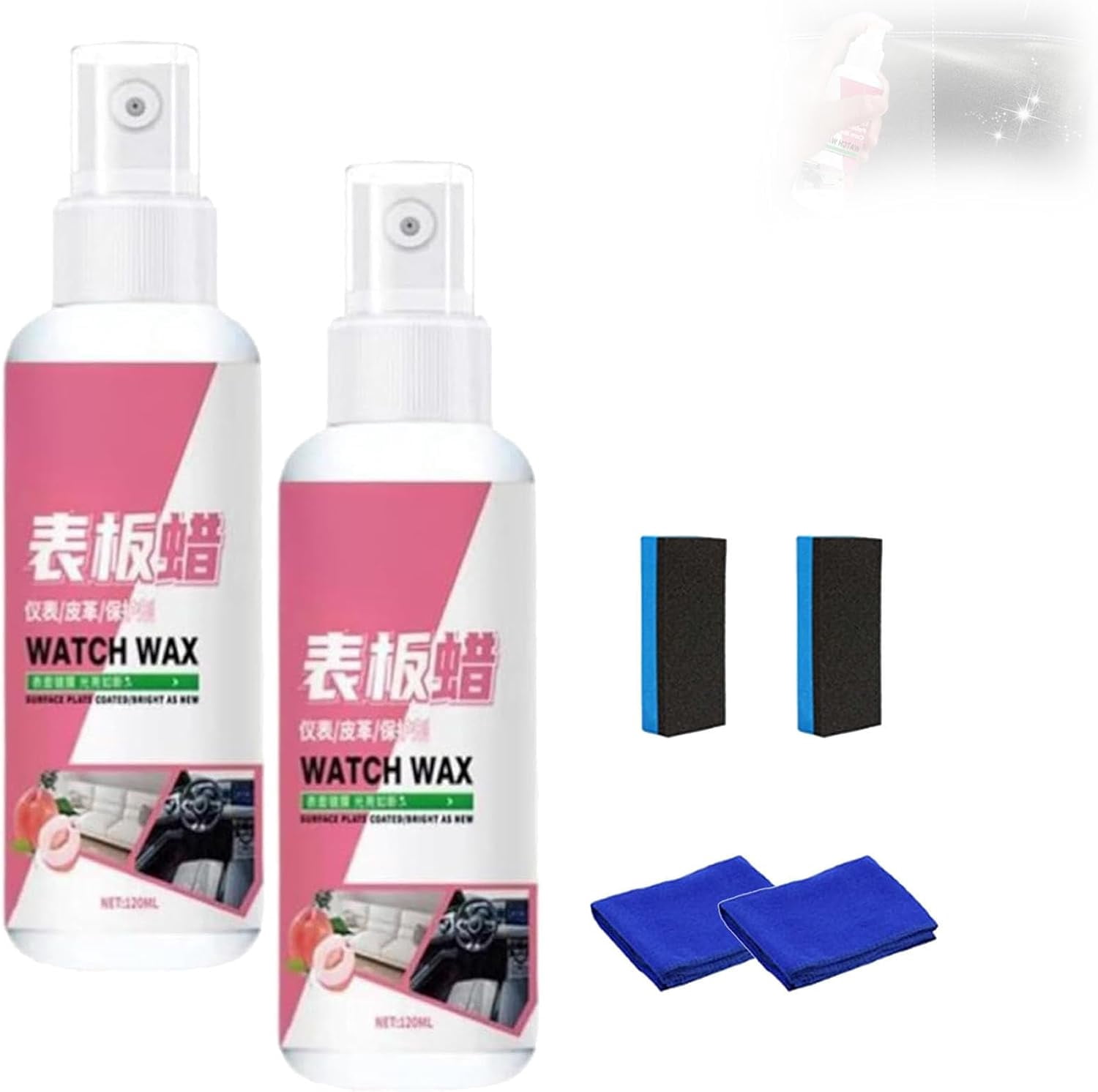Car Dashboard Polishing Care Wax Spray, Car Interior Plastic ...