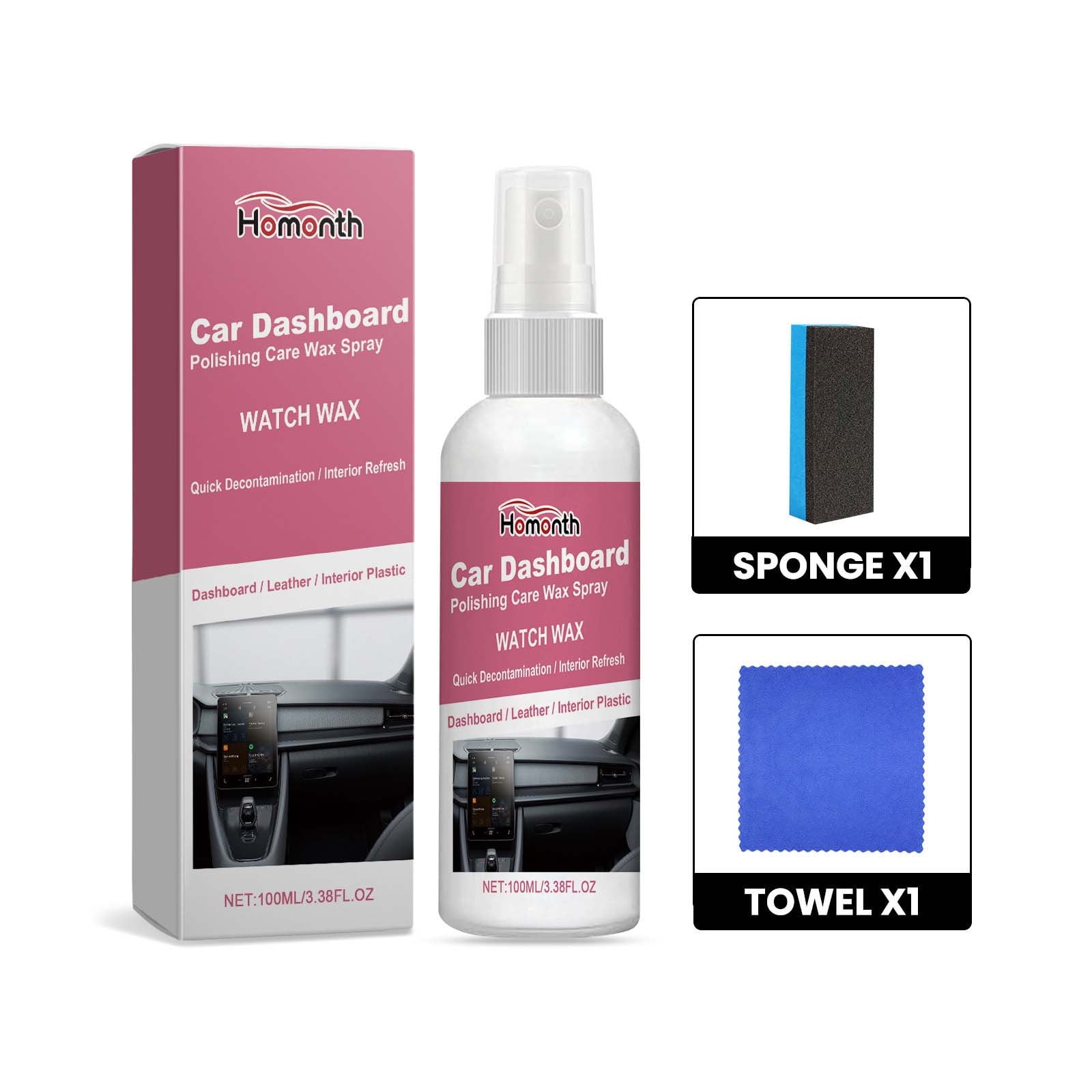 Car Dashboard Polishing Care Wax Spray Car Interior Plastic ...