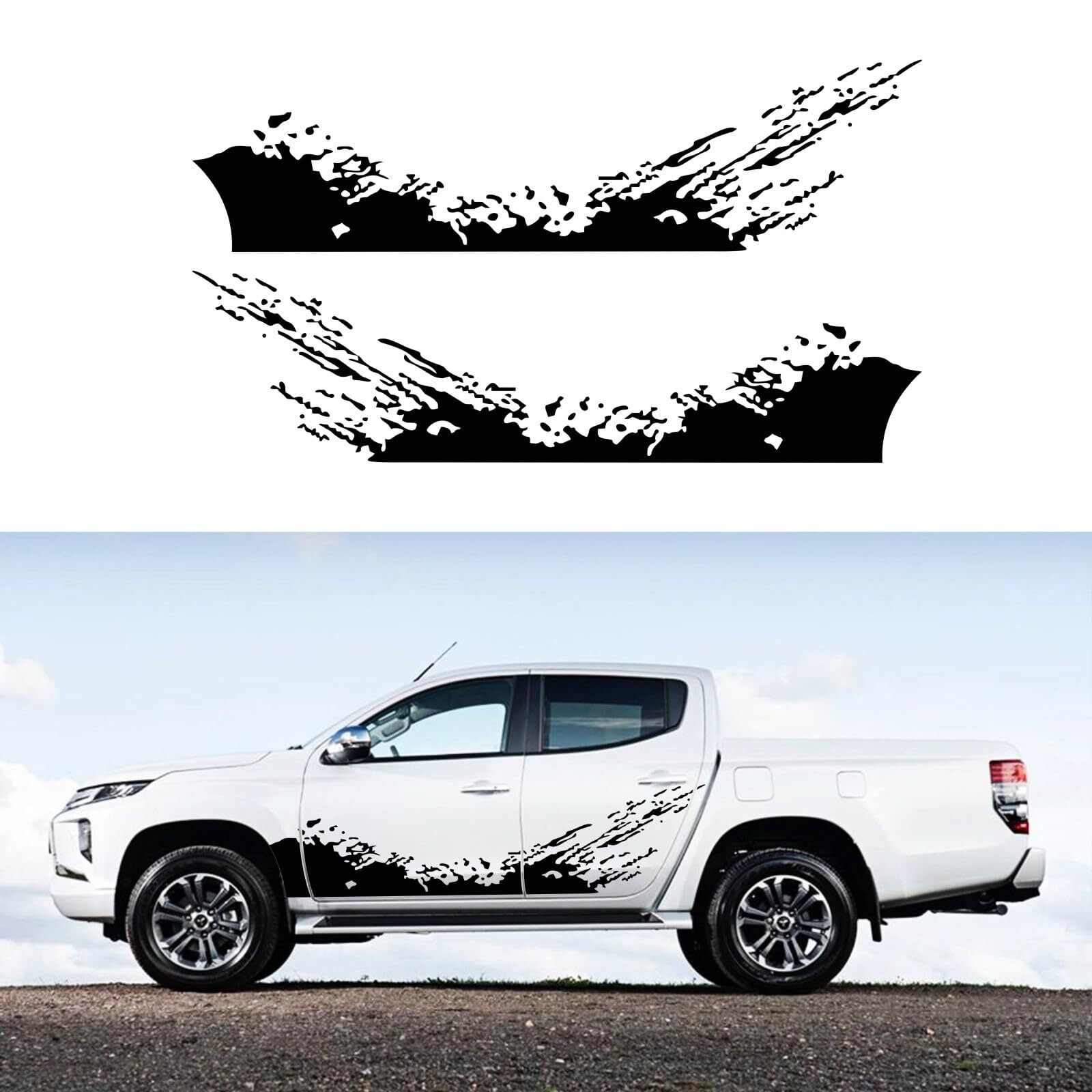 Car Decal Bed Mud Splash Kit Racing Stripe Rear Lathe Decal Vinyl Trim ...