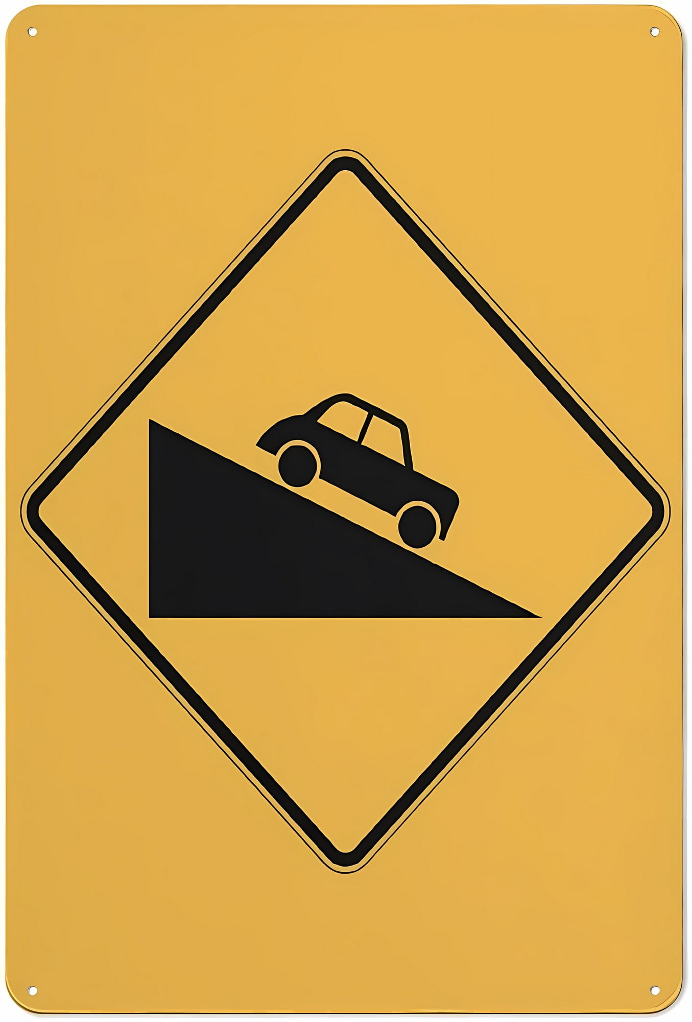 Car Decline Sign, 8"x12" Reflective Aluminum Metal Warning Signage with ...