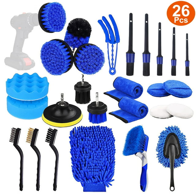 Car Detailing Brush Kit, iMounTEK 26Pcs Car Cleaning Set, Drill Brush ...