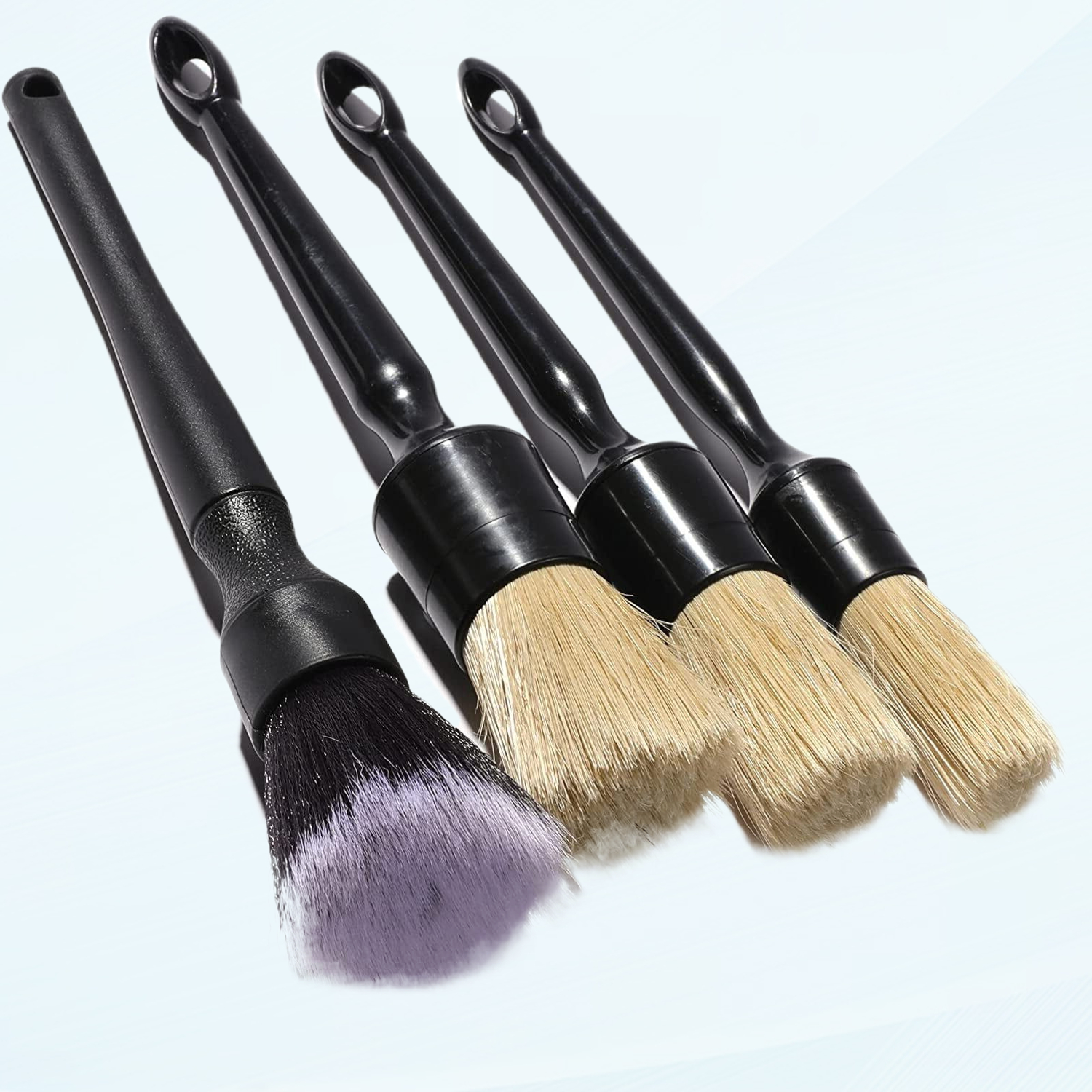 Car Detailing Brush Set- 4 PCS Natural Boars Hair Detailing Brushes ...