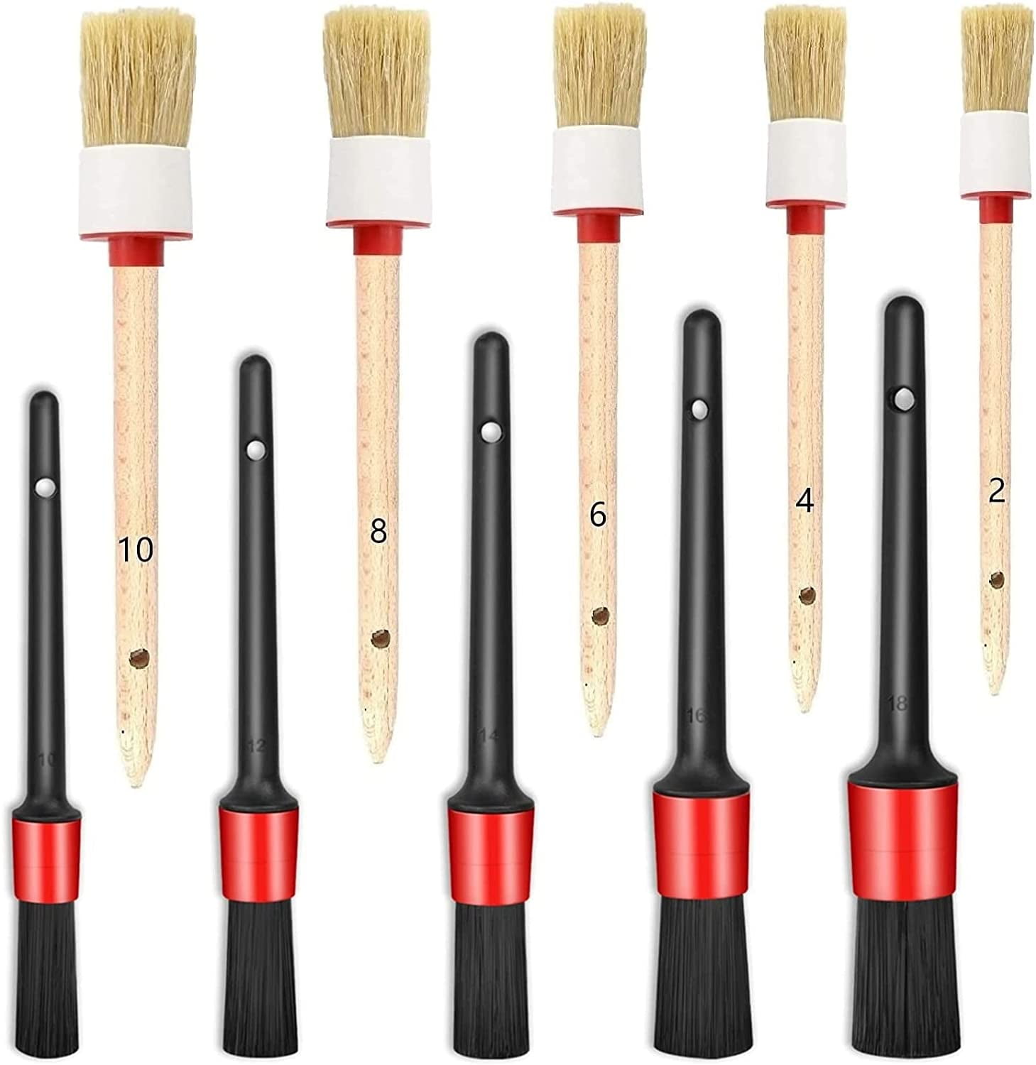 Car Detailing Brush Set, Car Brushes for Detailing Auto Boars Hair ...