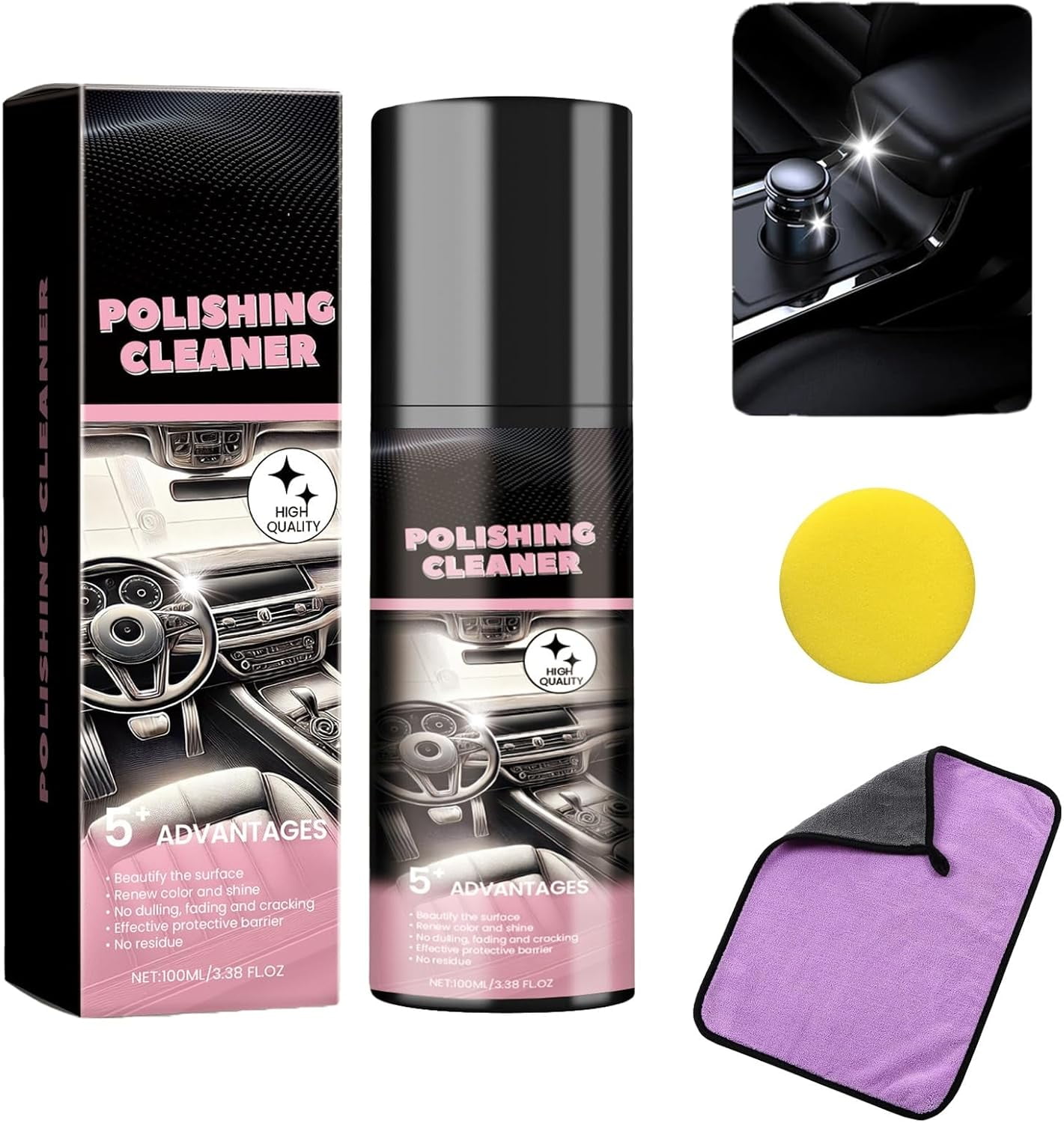 Car Detailing Kit Interior Cleaner Spray, Multi-Surface Formula for ...