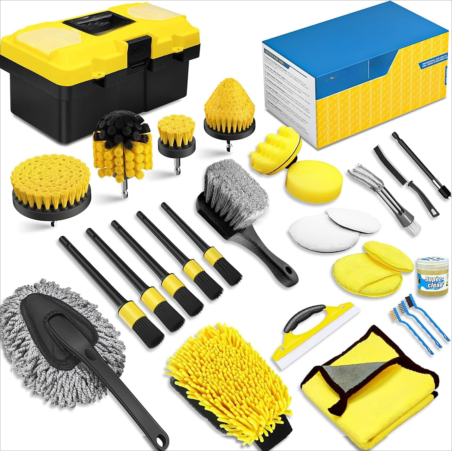 Car Detailing Kits, Detailing Brush Set with Drill Brush Attachments ...