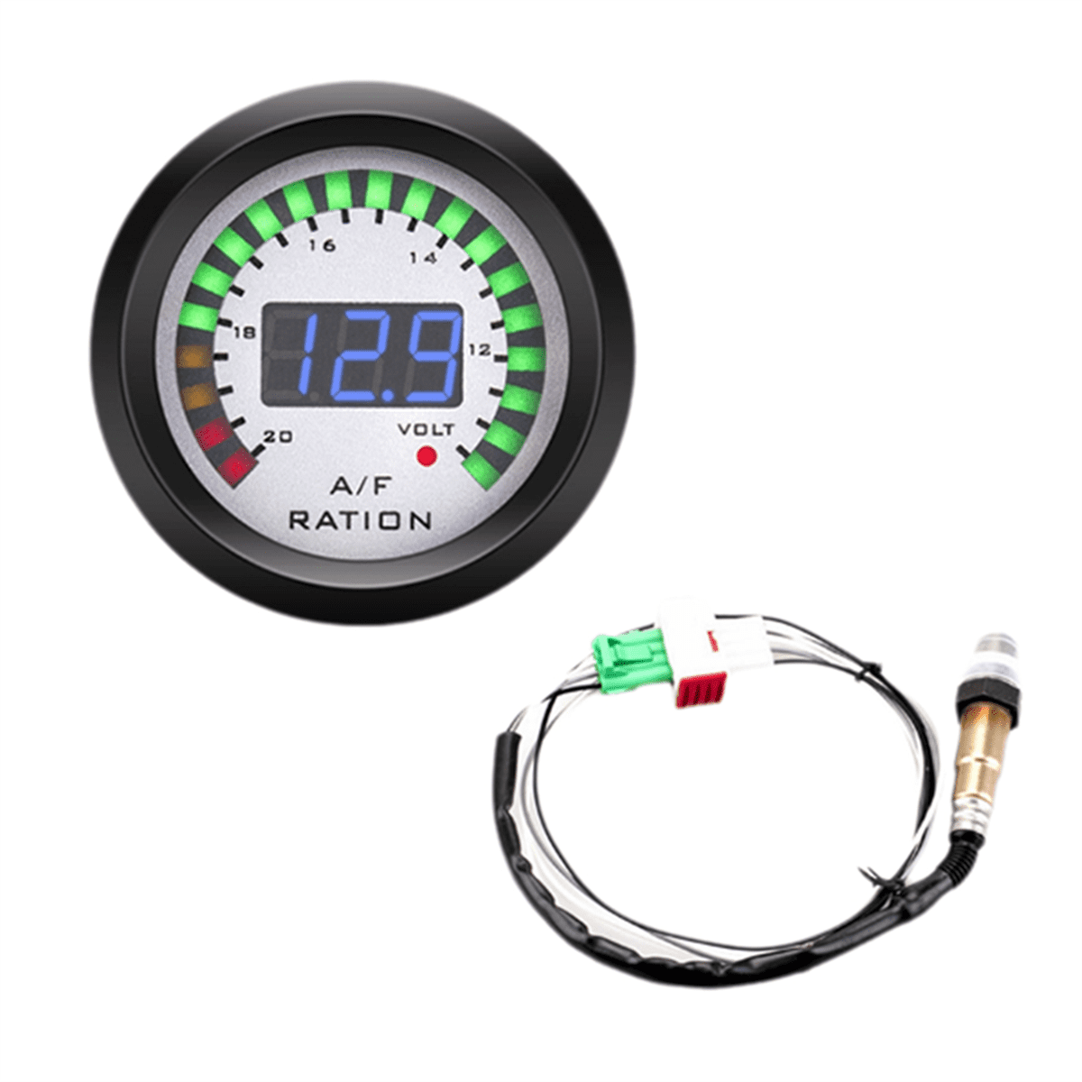 Car Digital Display Air Fuel Ratio Gauge 52mm AFR Meter 2IN1 Voltmeter ...