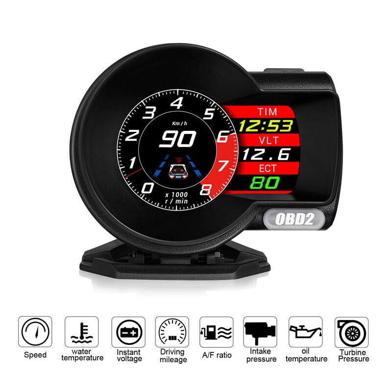 Car Digital HUD Head Up Display Speedometer OBD2+GPS Smart Gauge Meter ...