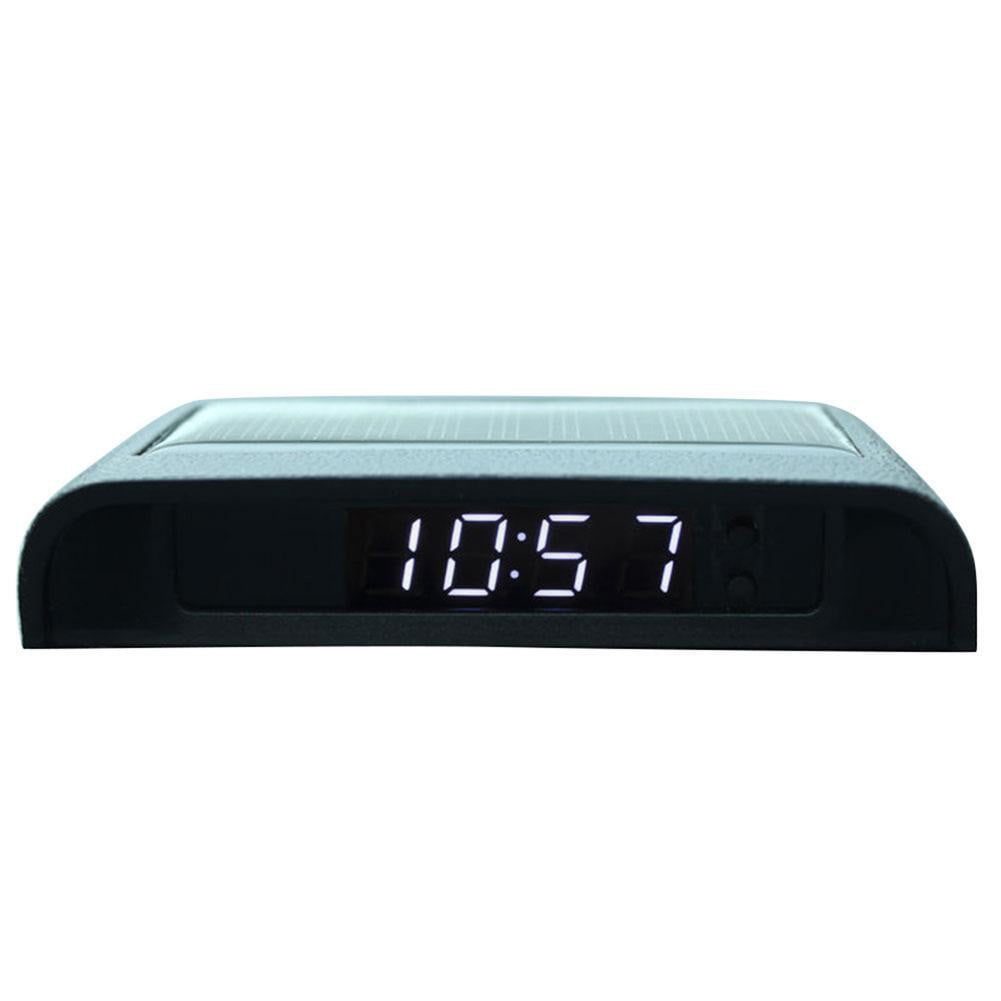 Car Digital Solar Clock Car Thermometer Dashboard Clock ABS Black Solar ...