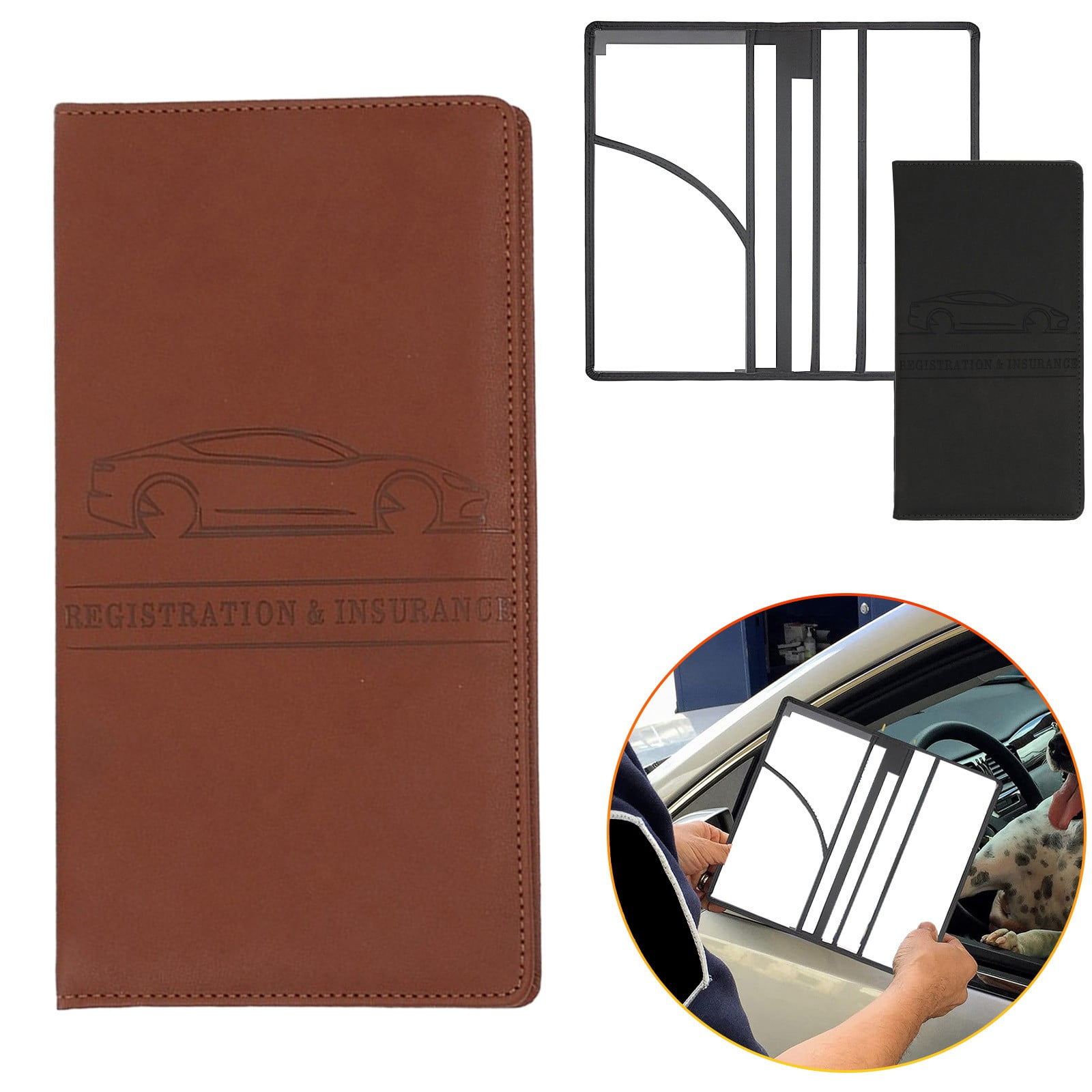 Car Document Holder Organiser, Leather Vehicle Insurance and ...